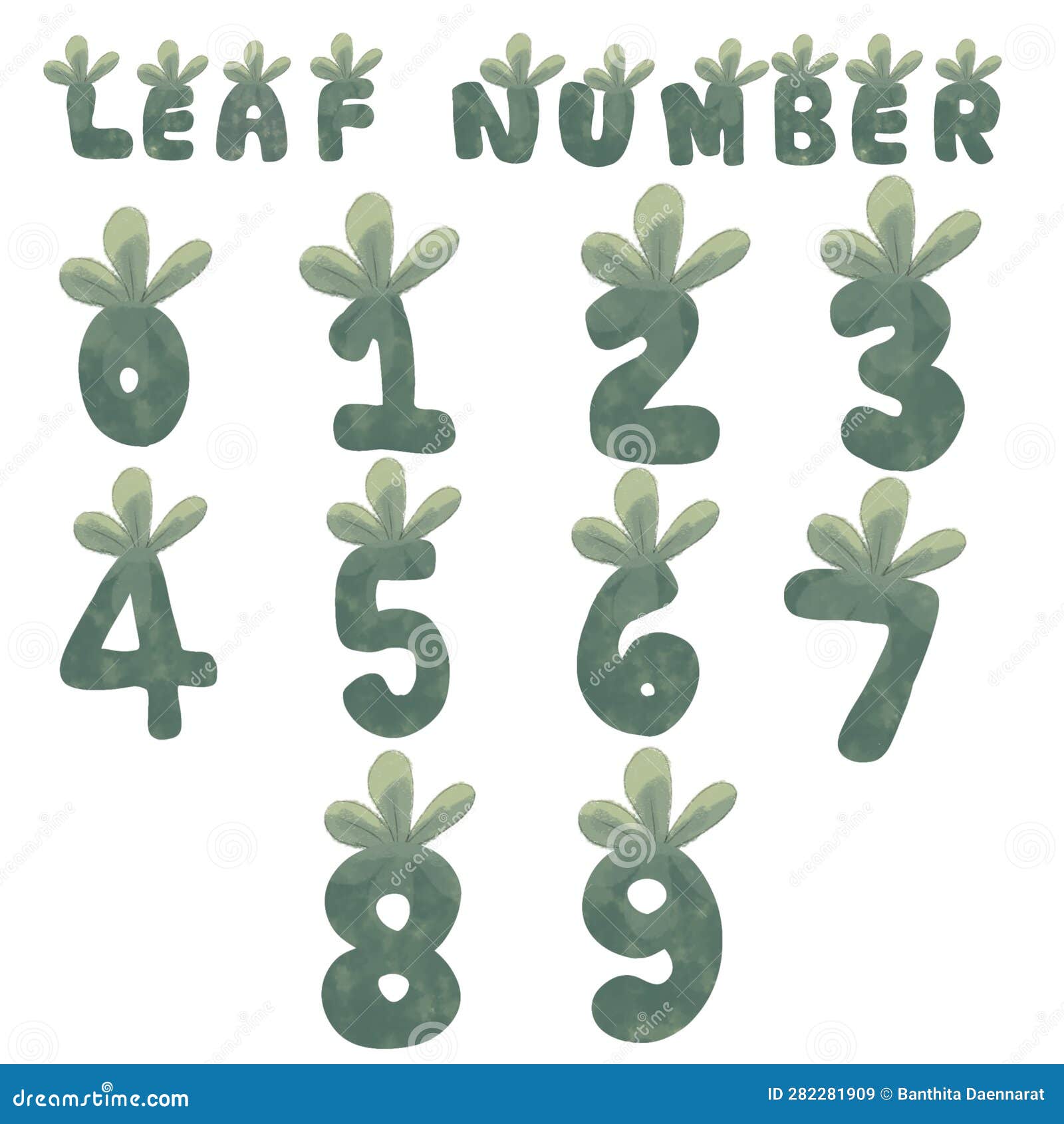 Numbers leaves elements stock illustration. Illustration of line ...