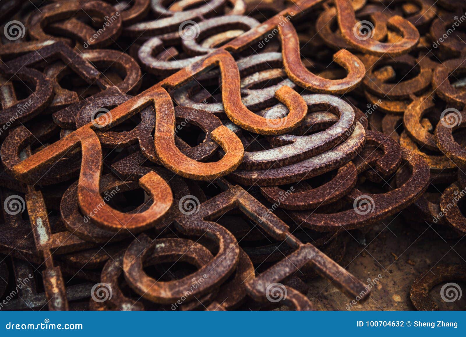 Piles of Rusty Metal Numbers and Letters Stock Photo - Image of english ...