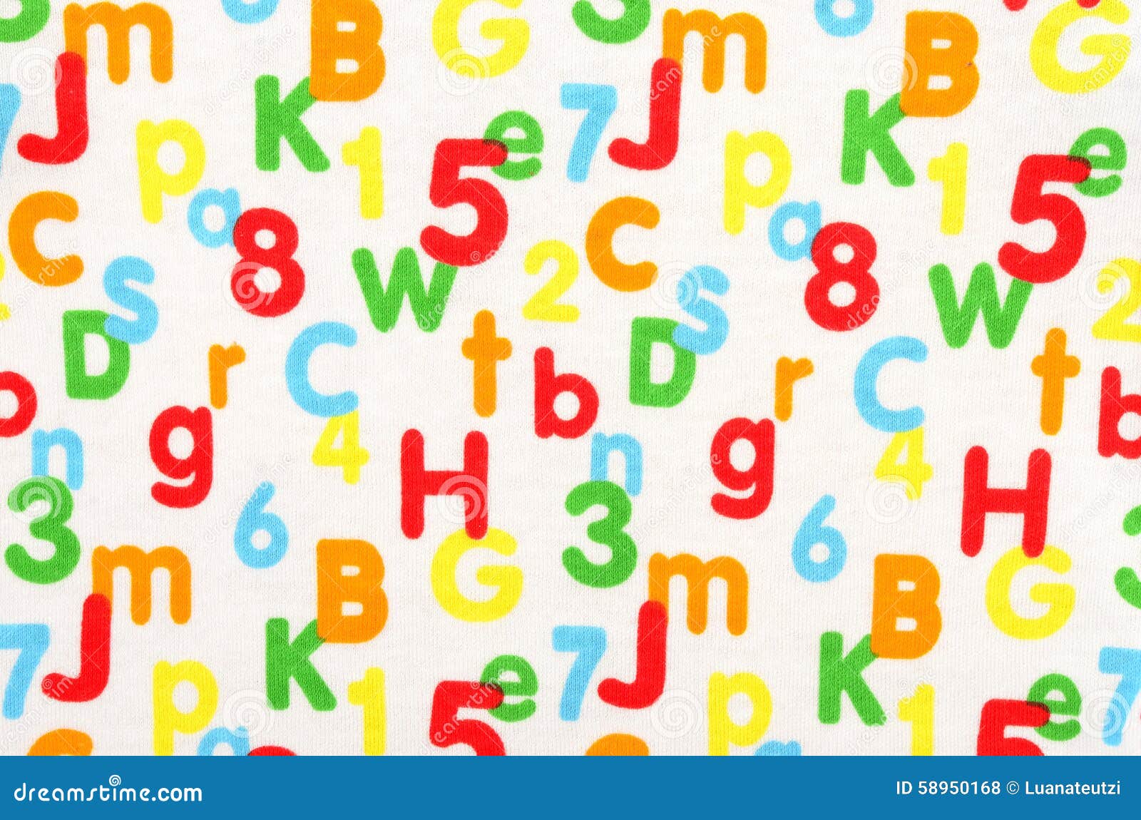 Numbers and Letters on White Fabric. Stock Illustration - Illustration ...