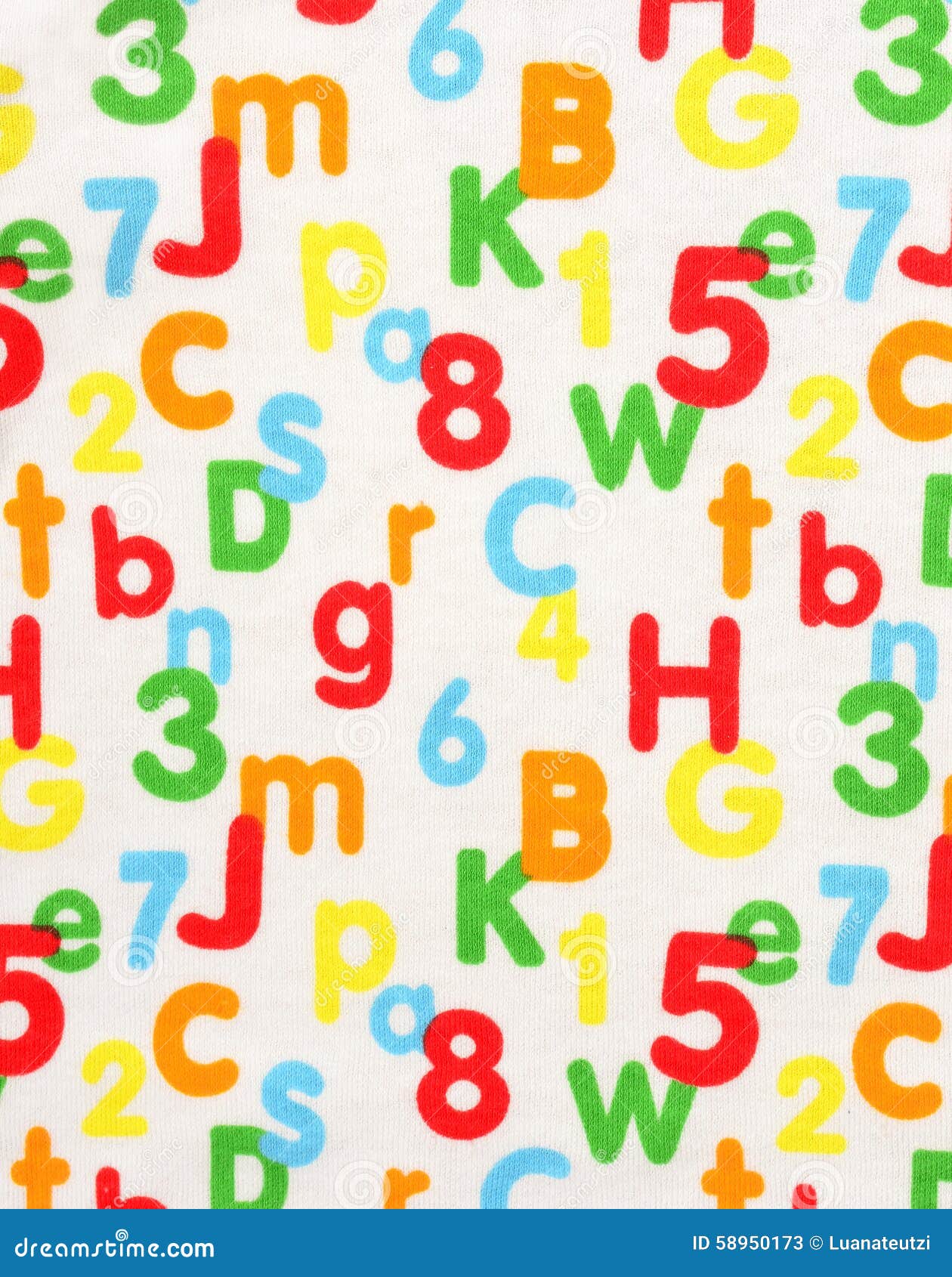 Numbers and Letters on White Fabric. Stock Illustration - Illustration ...