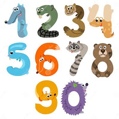 Numbers Like European Forest Animals Stock Vector - Illustration of ...