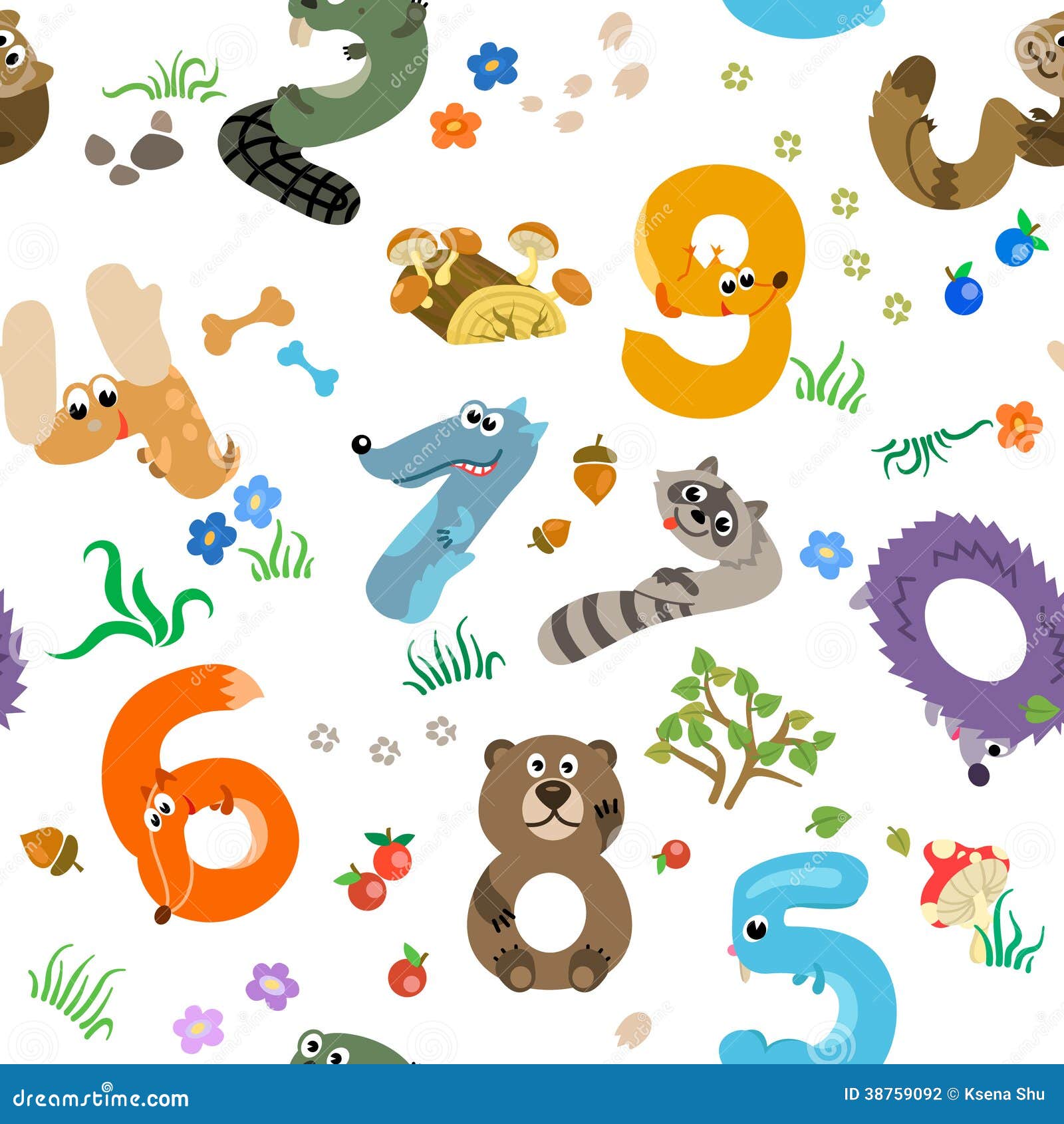 Numbers Like European Forest Animals Stock Vector - Illustration of ...