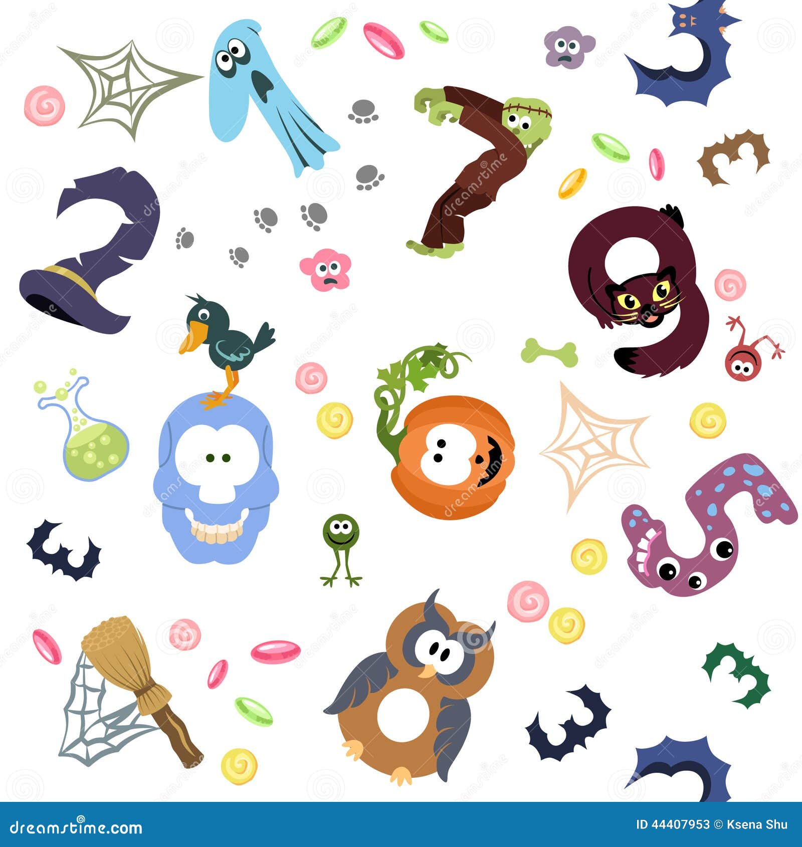 Numbers Like Symbols of the Halloween Pattern on White Stock Vector ...