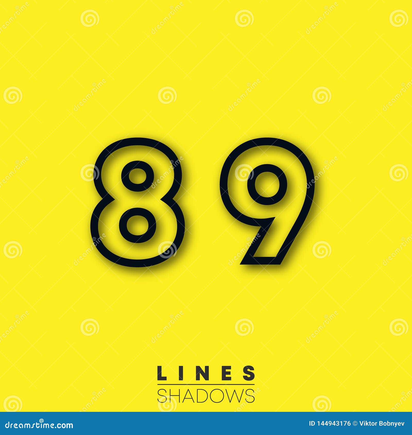 Numbers Linear Design. Set of Number 8, 9 Template for Logo or Icon ...