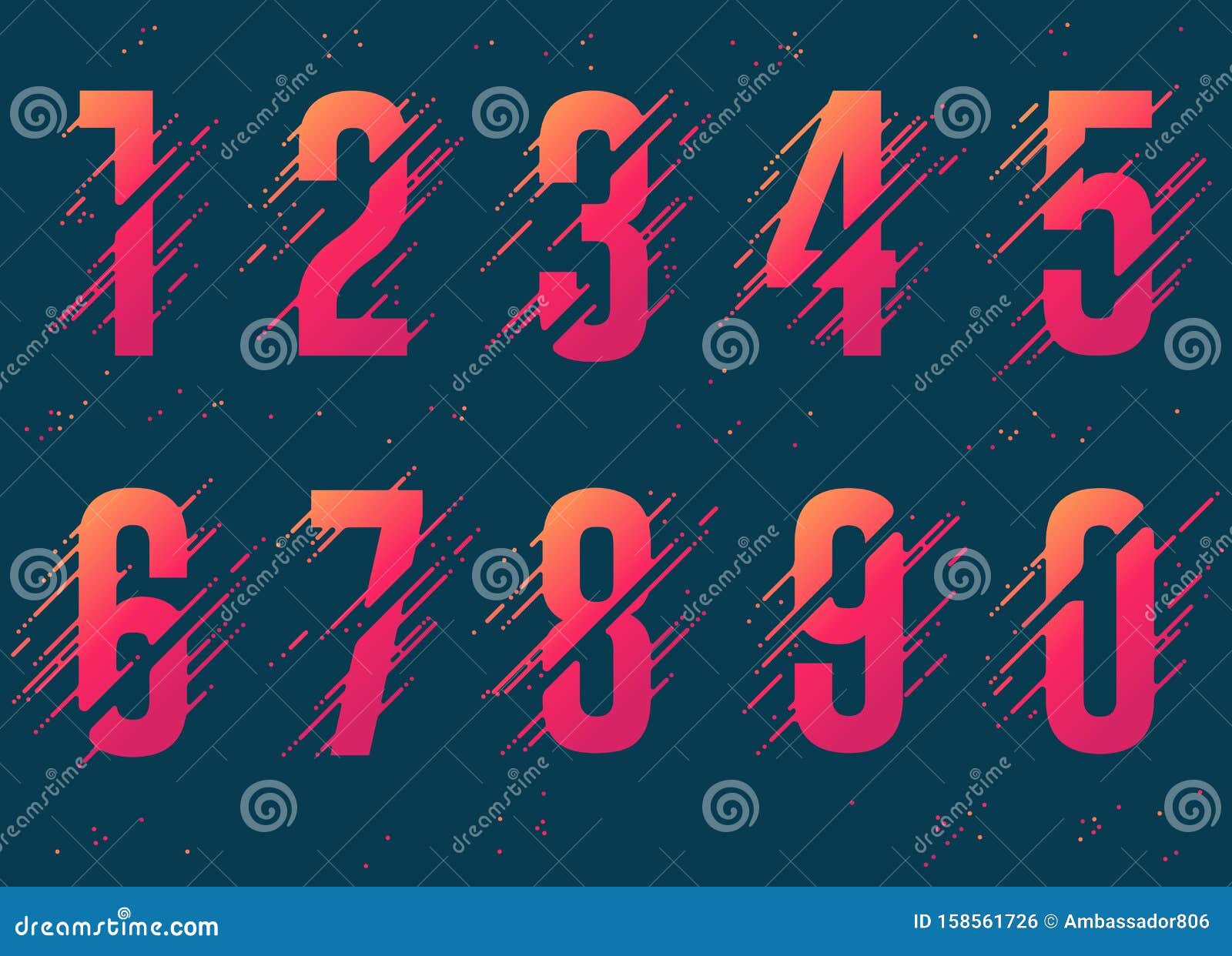 Numbers with Liquid Splash and Drops, Abstract Colorful Digits, Ink ...