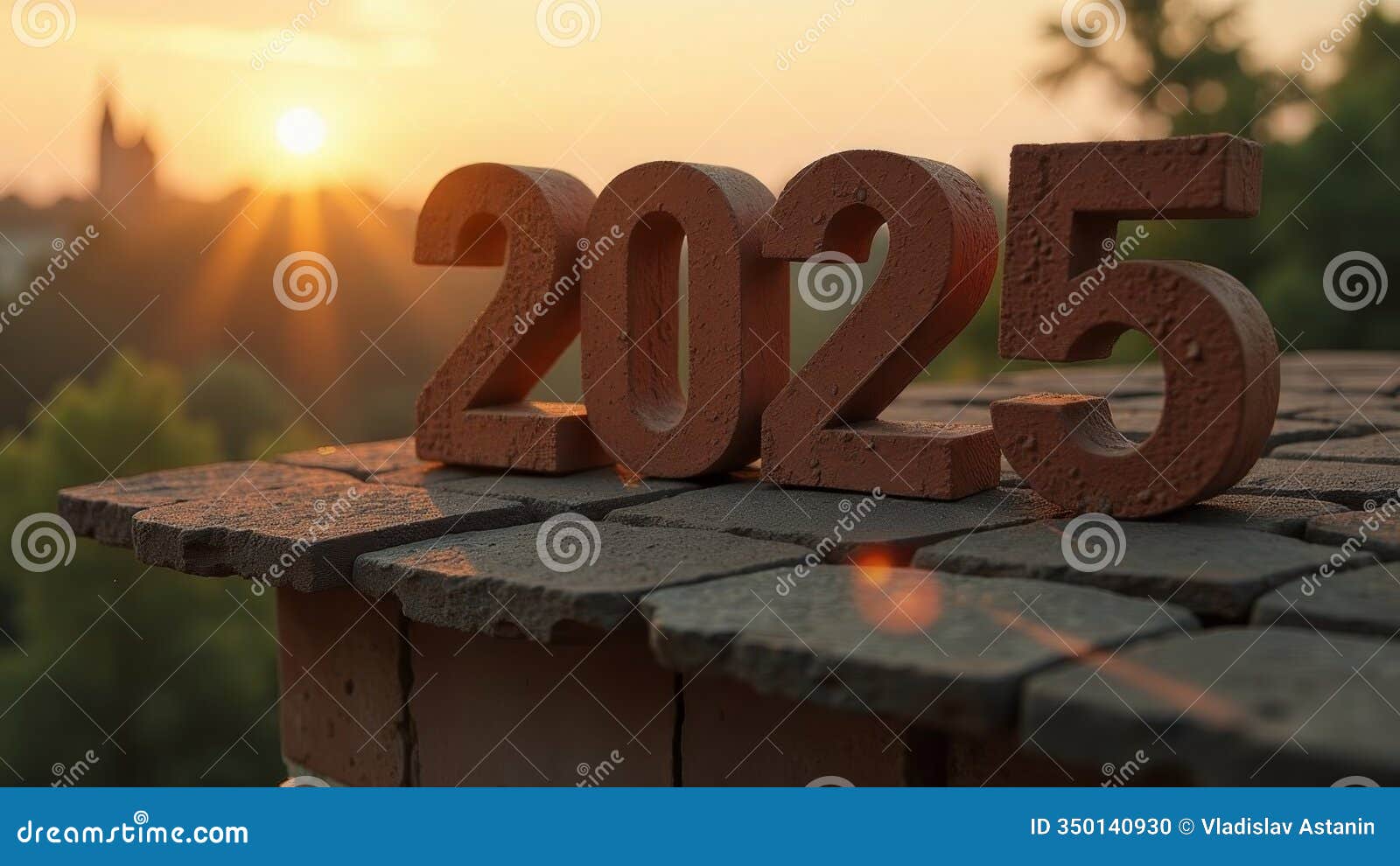 Numbers 2025 Made of Bricks on the Roof Stock Photo - Image of holiday ...