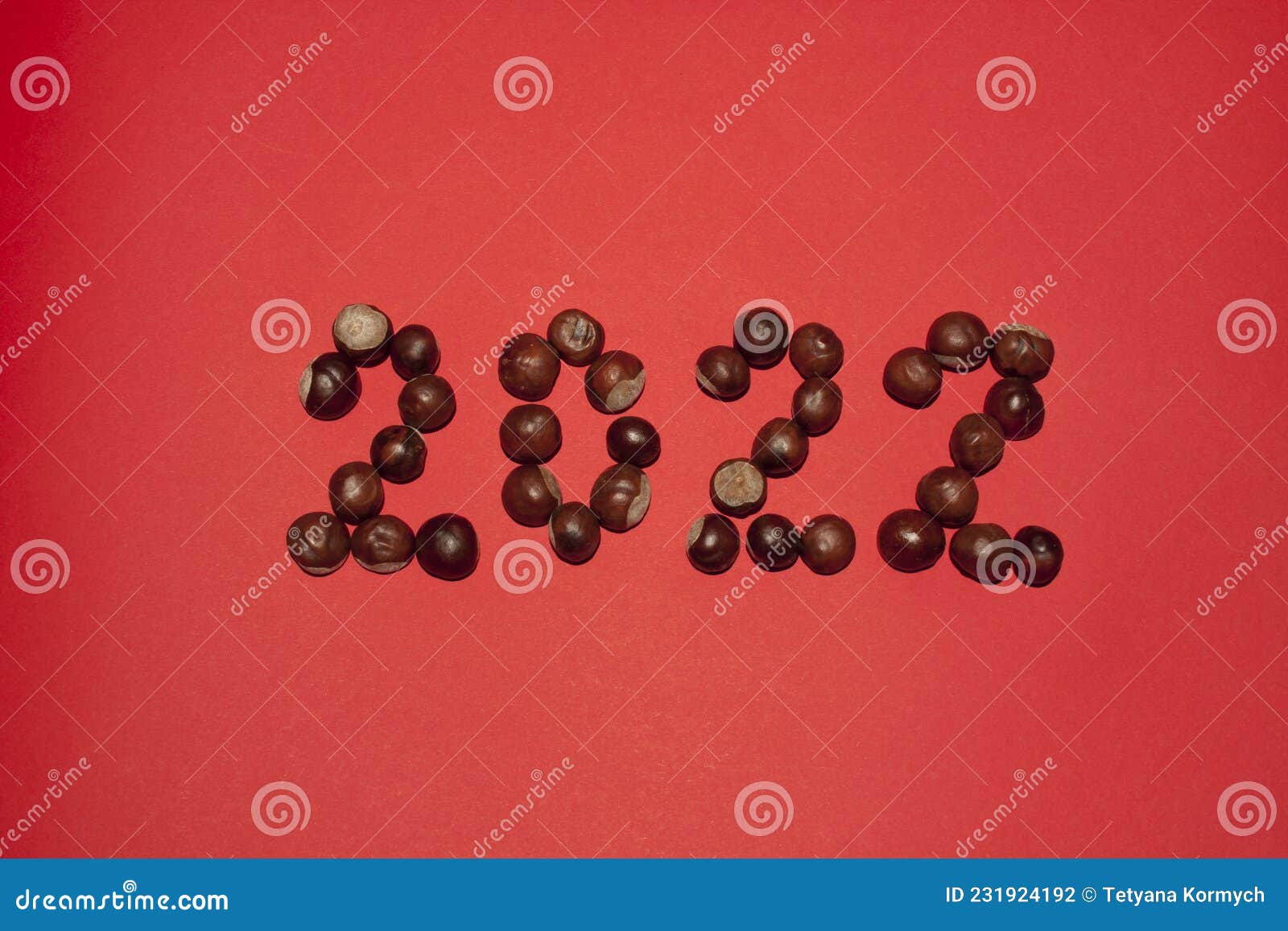 2022 Numbers Made from Chestnuts on a Red Background Stock Photo ...
