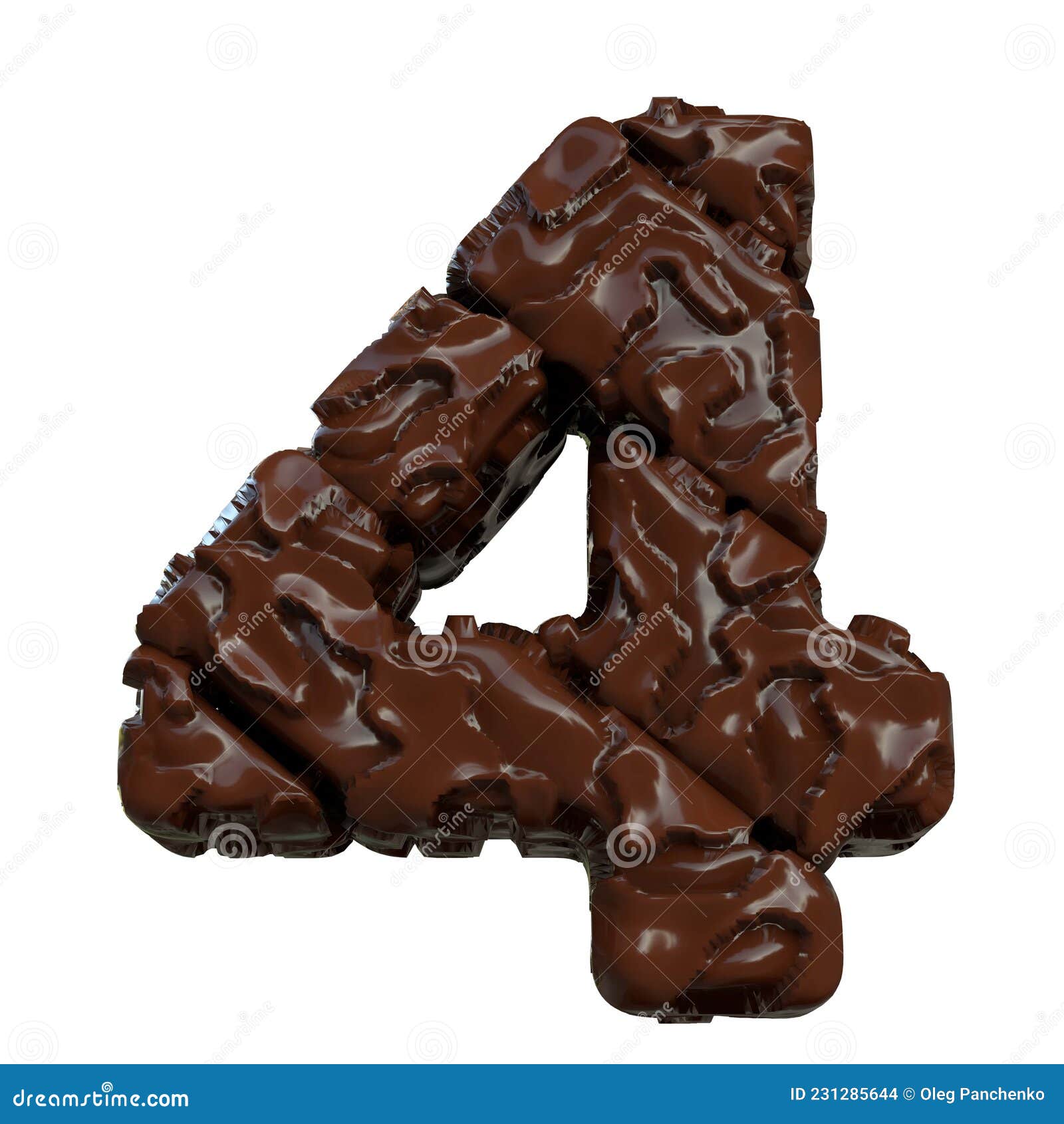 Chocolate Numbers. 3d Number 4 Stock Photo - Illustration of number ...