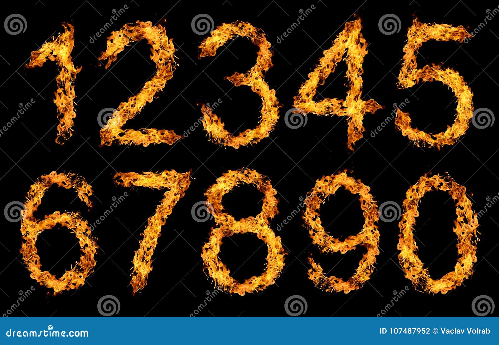 Numbers Made from Fire Flame. Stock Photo - Image of four, collection ...
