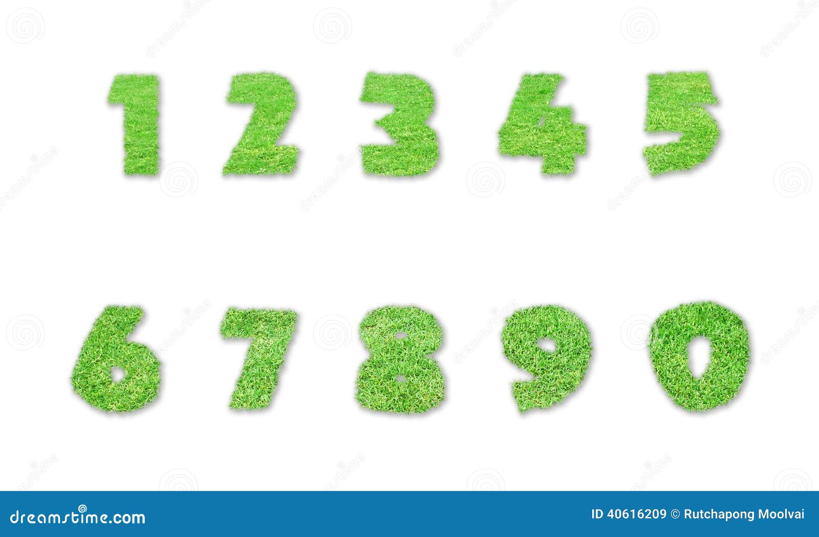 Numbers Made of Green Grass on White Stock Image - Image of five, grow ...