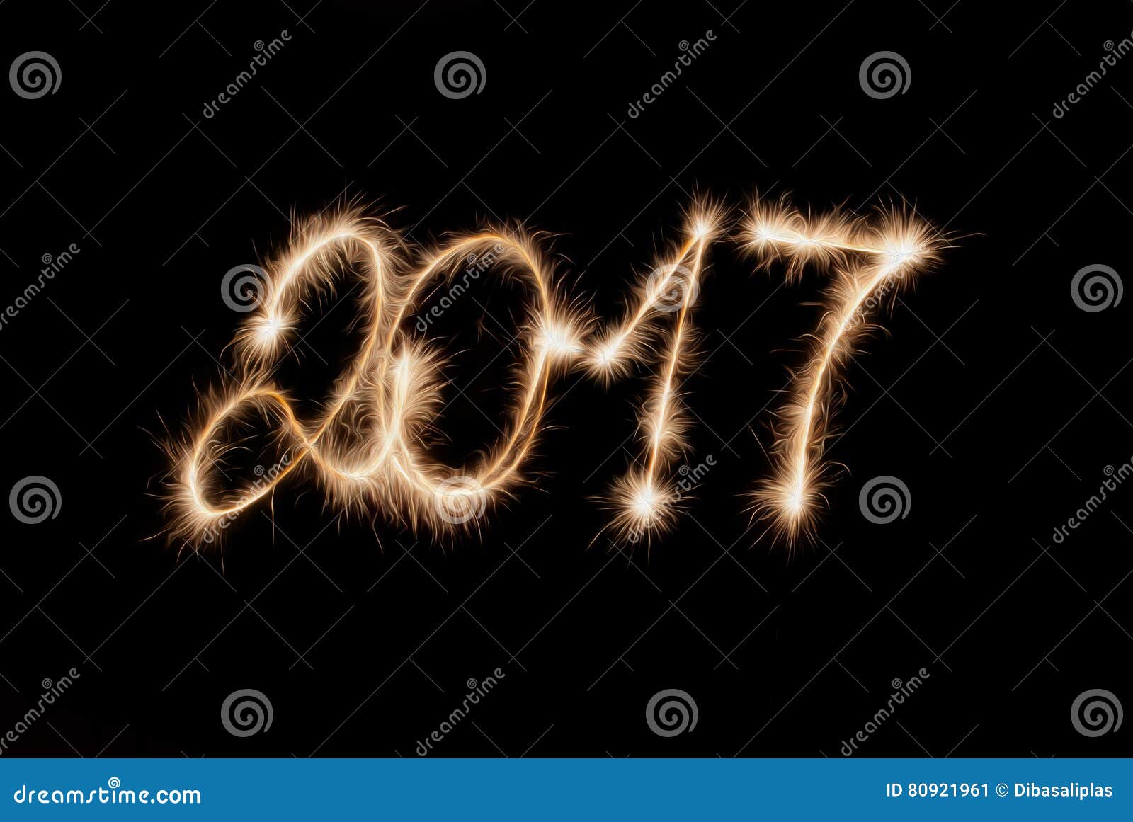2017 Numbers Made Lights on Black Background . Stock Illustration ...