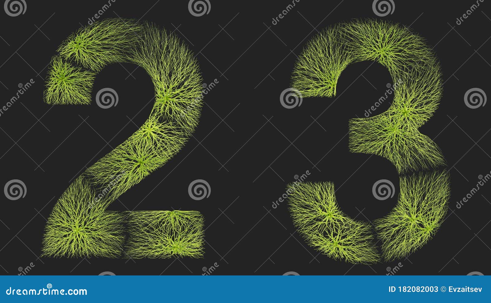 Numbers Made Out of Green, Grass Like, Lines Stock Illustration ...