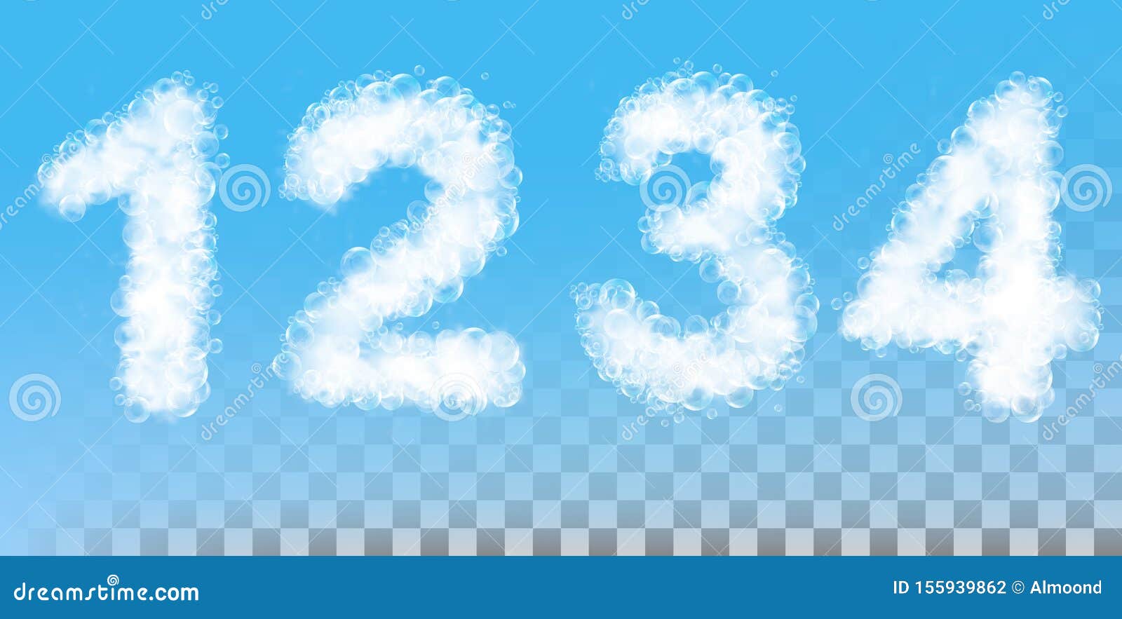 Numbers Made Out Of Soap Foam And Bubbles On Transparent Background ...