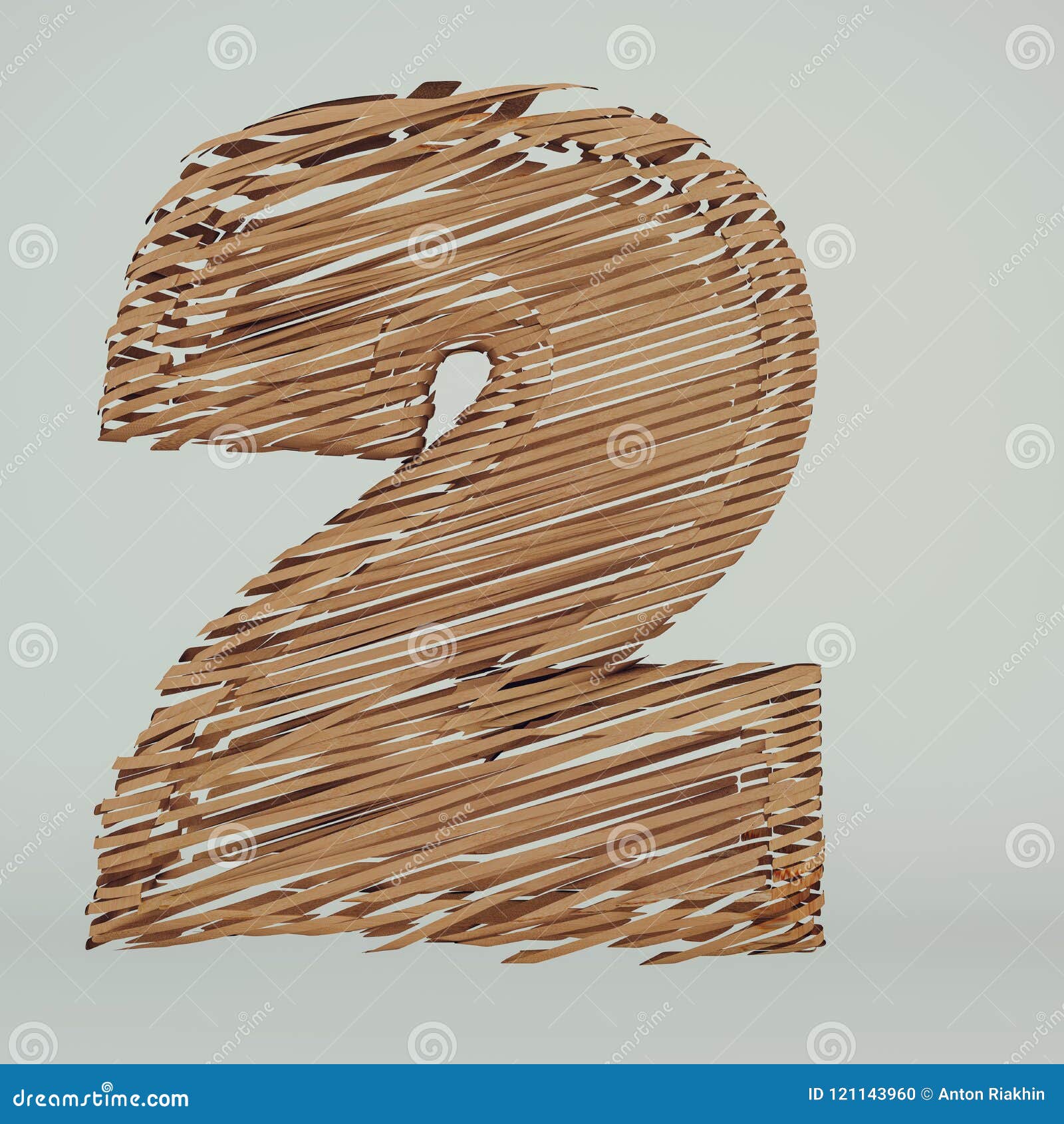 Numbers 2 Made of Recycled Sliced Cardboard, High-resolution 3d ...