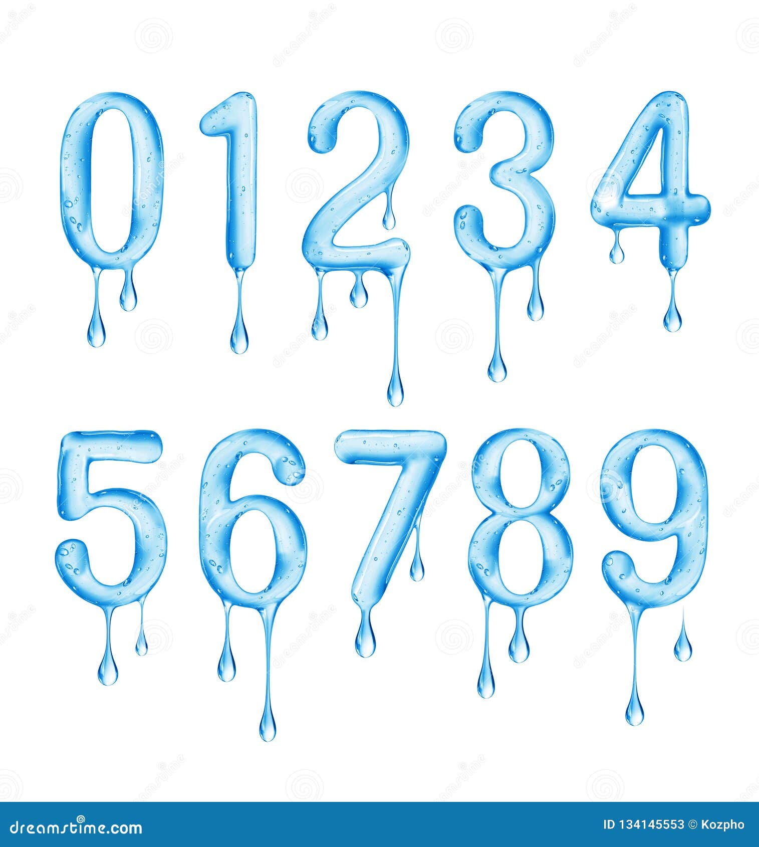 Numbers are Made of Viscous Liquid on a White Background Stock ...