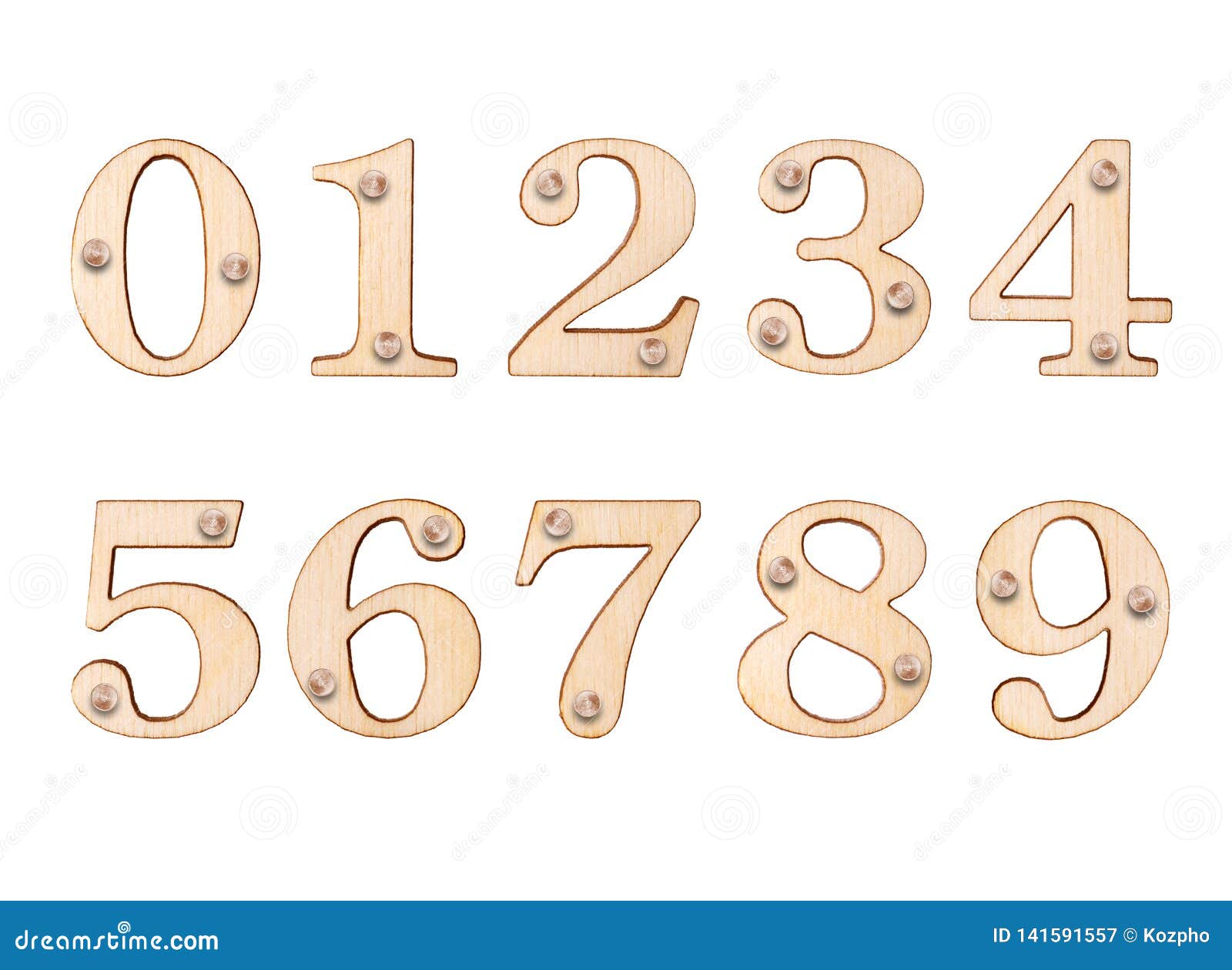 Numbers Made of Wood with Nails, Isolated on White Background Stock ...