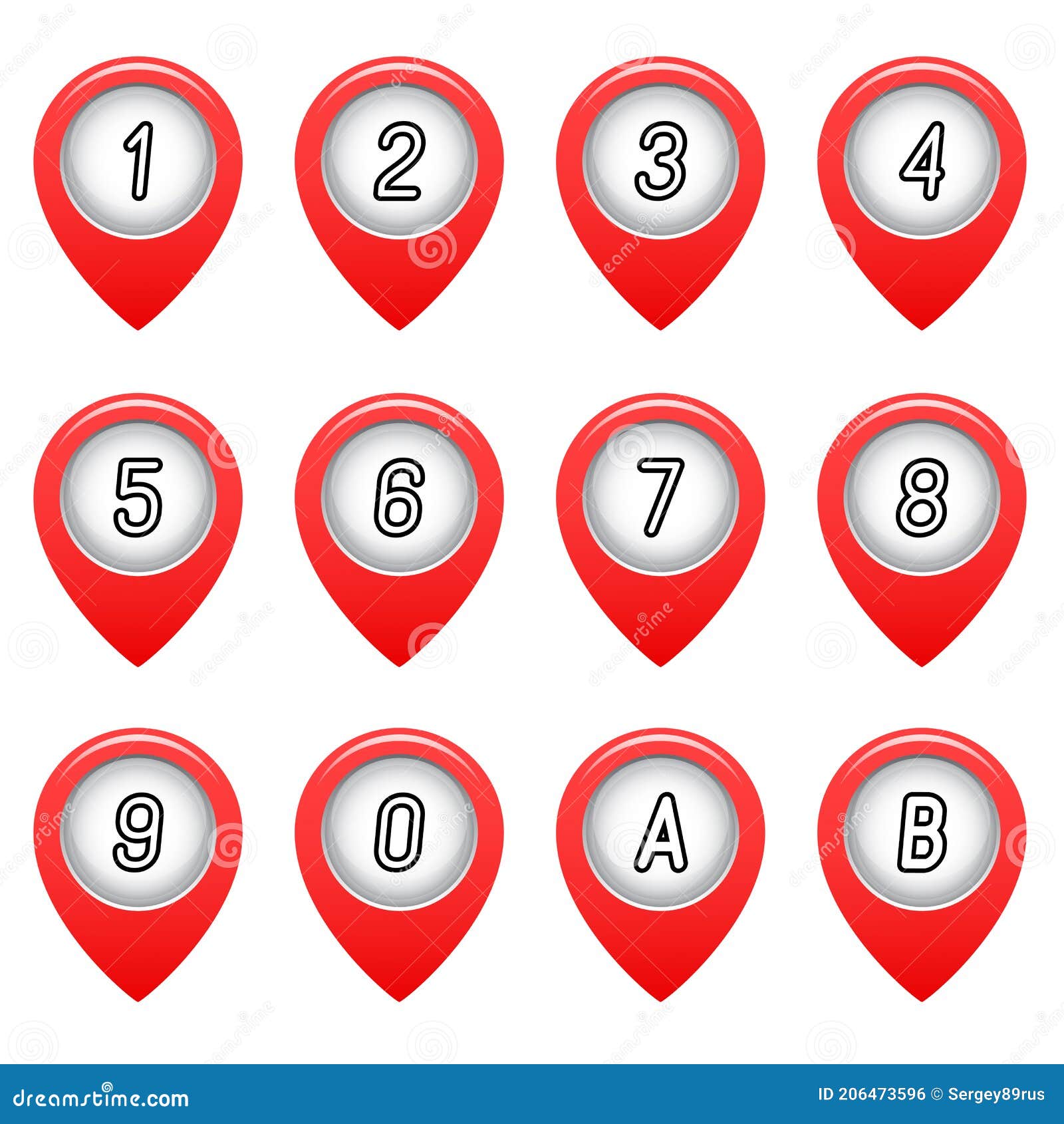 The Numbers on the Map Arrows. Vector Illustration. Stock Illustration ...