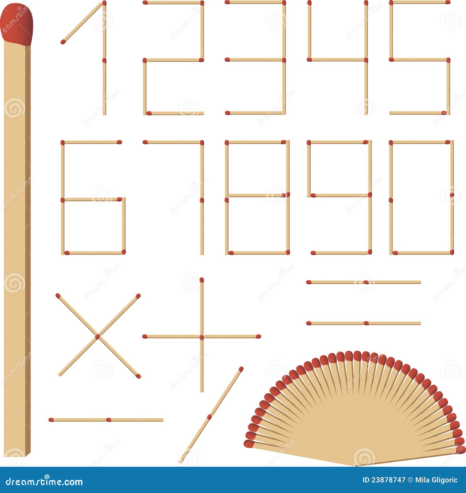 The numbers of matches stock vector. Illustration of solution - 23878747