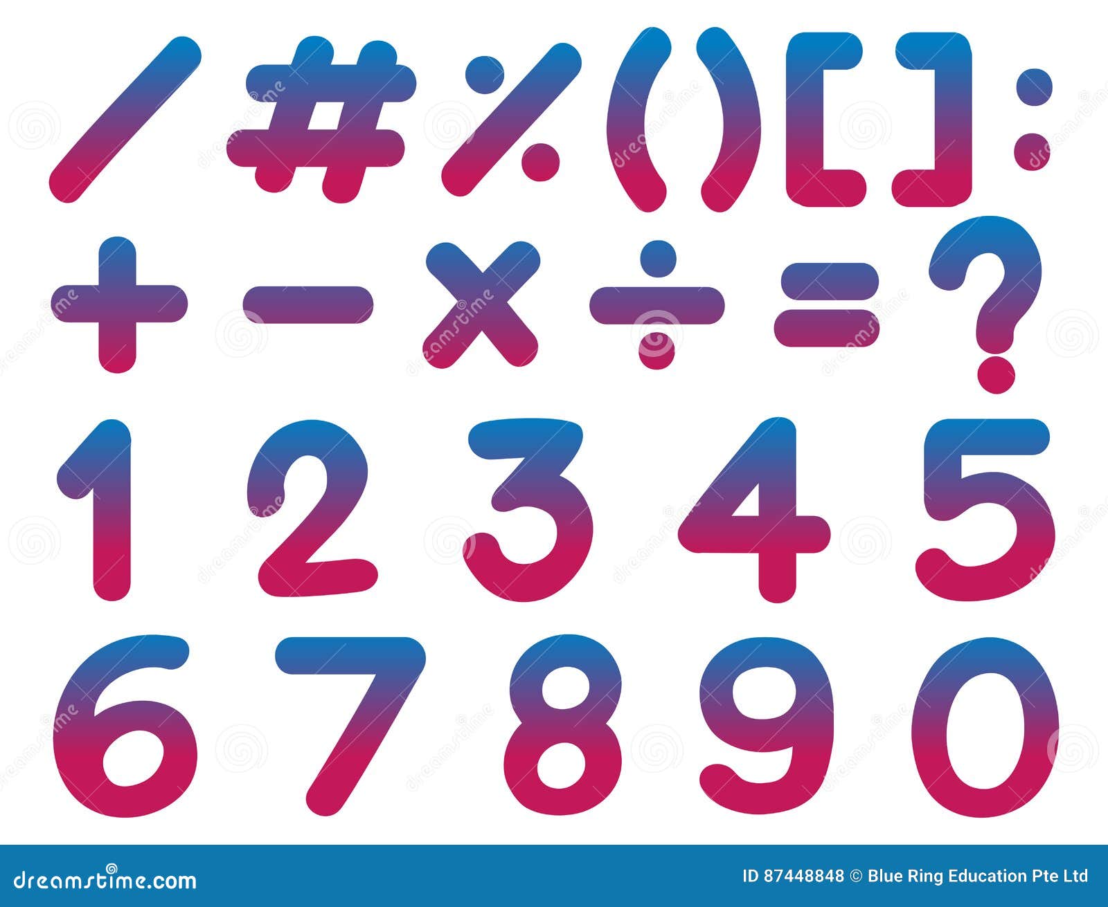 Numbers and math signs stock vector. Illustration of drawing - 87448848