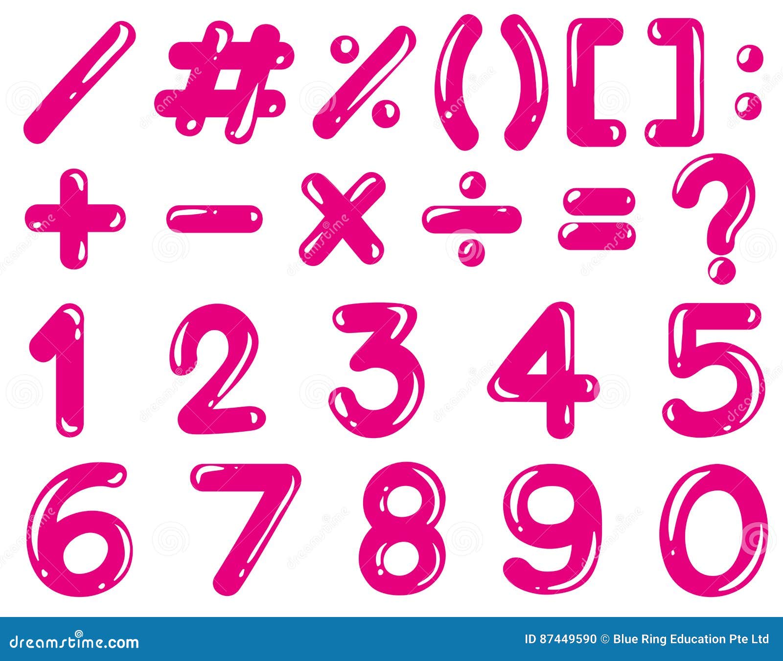 Numbers and Math Signs in Pink Color Stock Vector - Illustration of ...