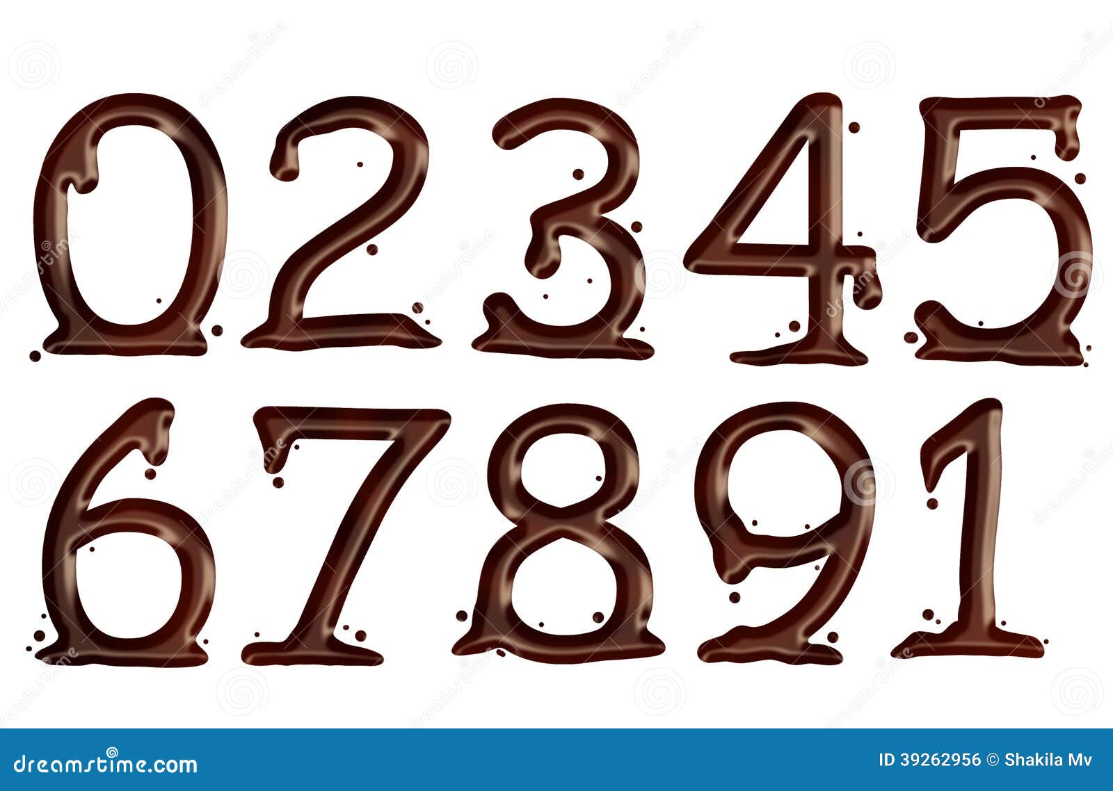 Numbers melted chocolate stock illustration. Illustration of sweets ...