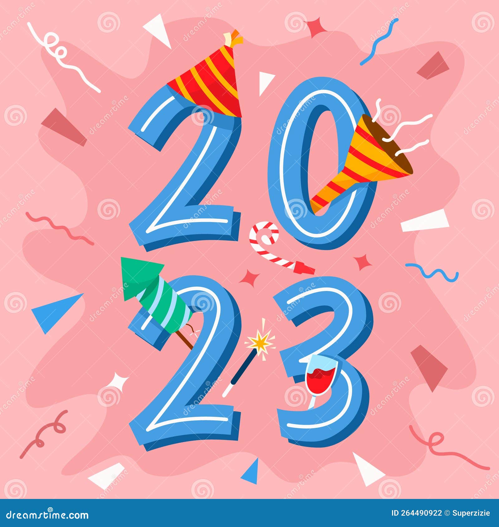 Numbers of New Year stock vector. Illustration of happy - 264490922