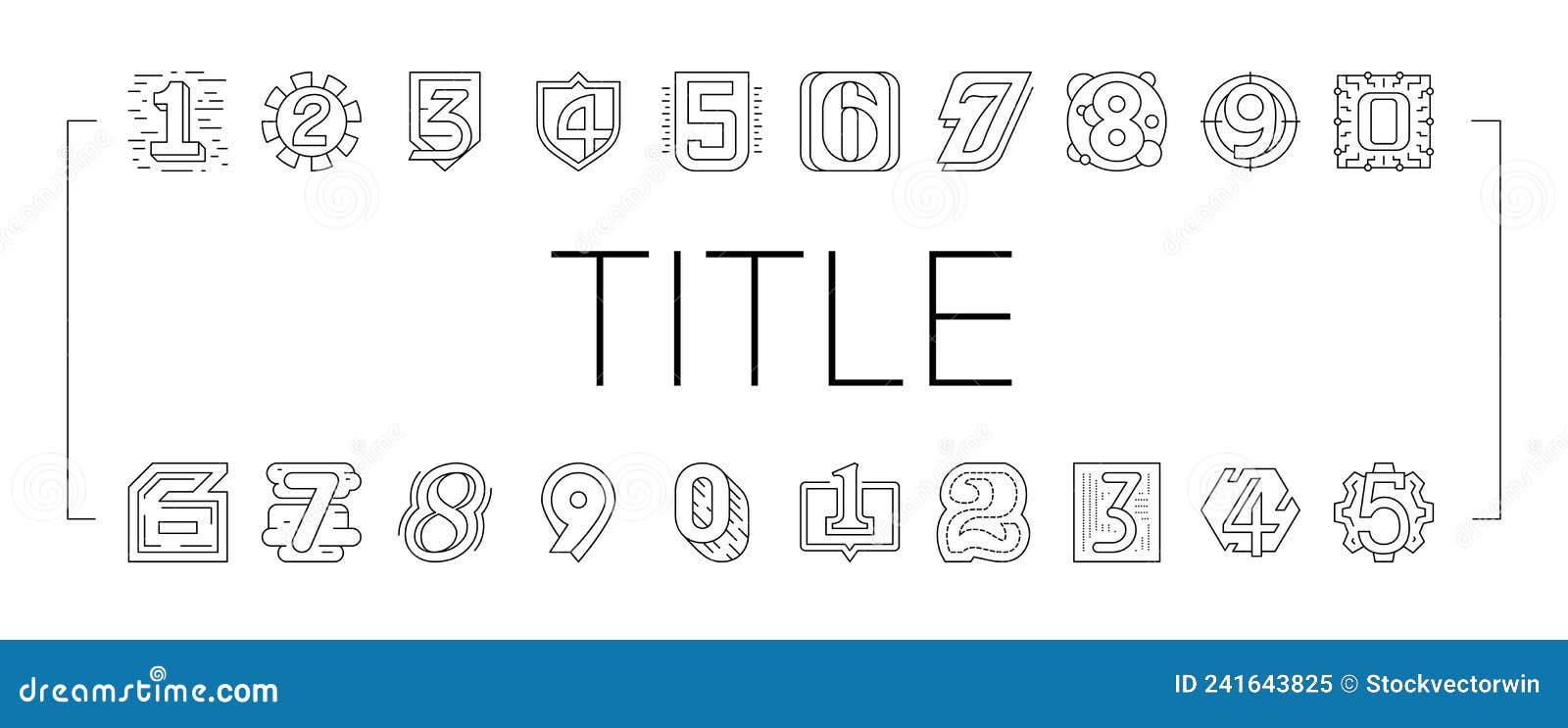 Numbers Numeral Title Collection Icons Set Vector . Stock Vector ...