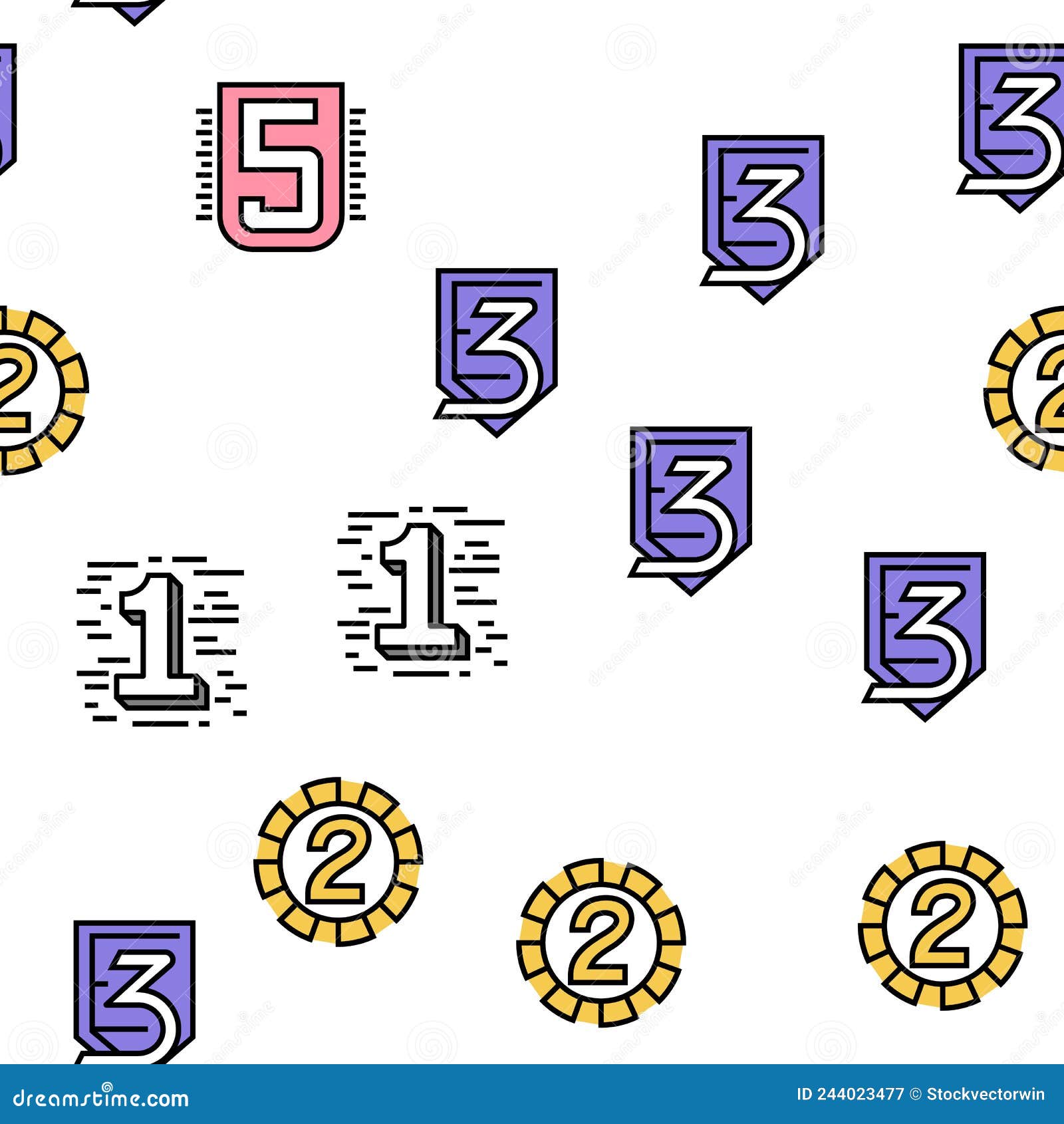 Numbers Numeral Title Vector Seamless Pattern Stock Vector ...