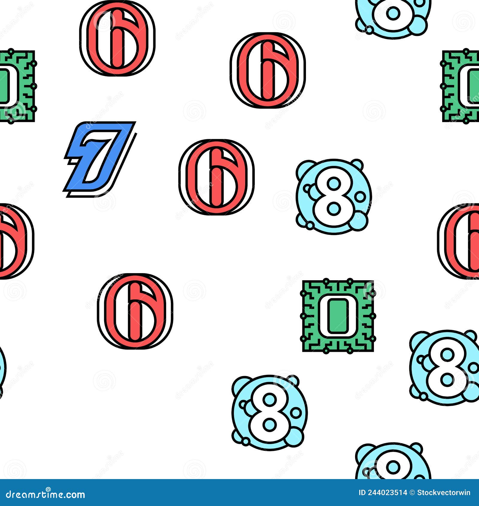 Numbers Numeral Title Vector Seamless Pattern Stock Vector ...
