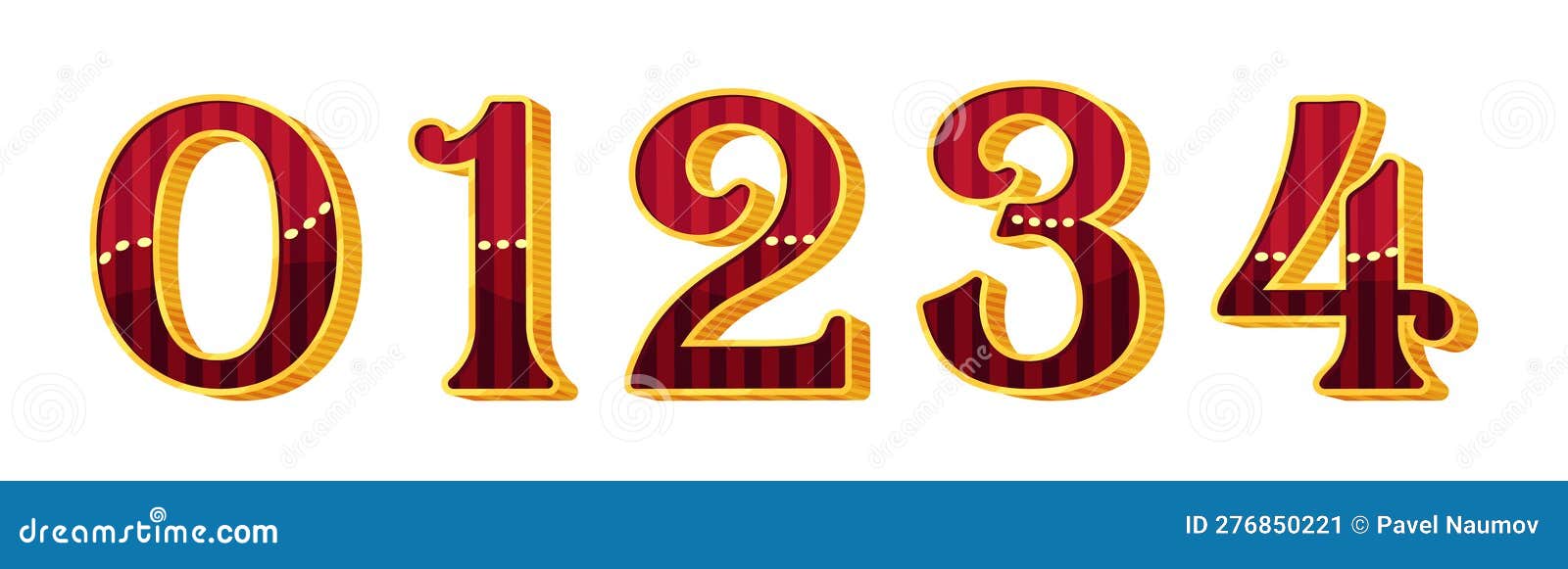 Numbers and Numerals in Circus Style with Volume Funfair Type Symbol ...