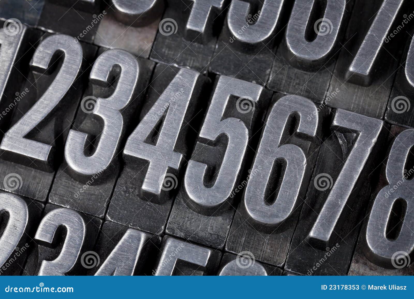 Numbers in old metal type stock image. Image of size - 23178353