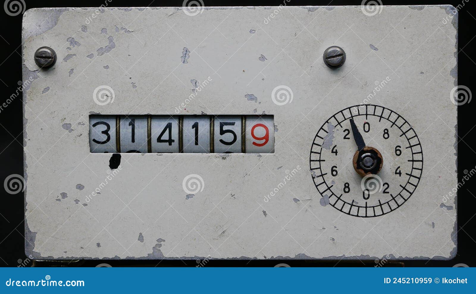 The Numbers on the Old Meter Show the Number 3.14159 Stock Image ...