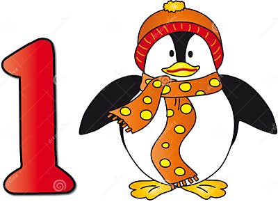 Numbers: one stock illustration. Illustration of penguins - 10395722