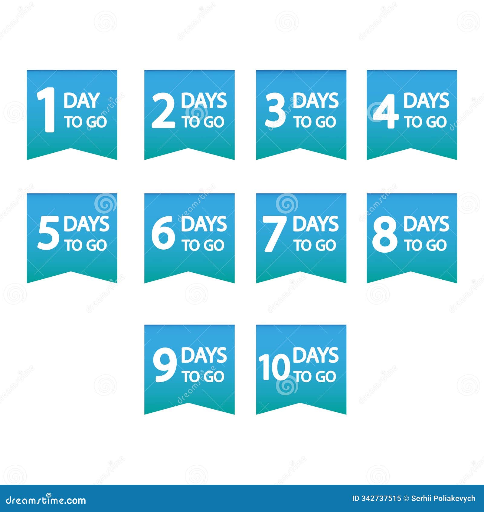 Numbers One through Ten. Blue Gradient Countdown Banners. Bold Numbers ...