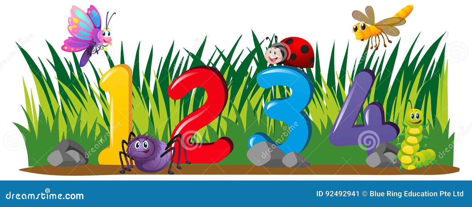 Numbers One To Four in Garden Stock Vector - Illustration of countable ...