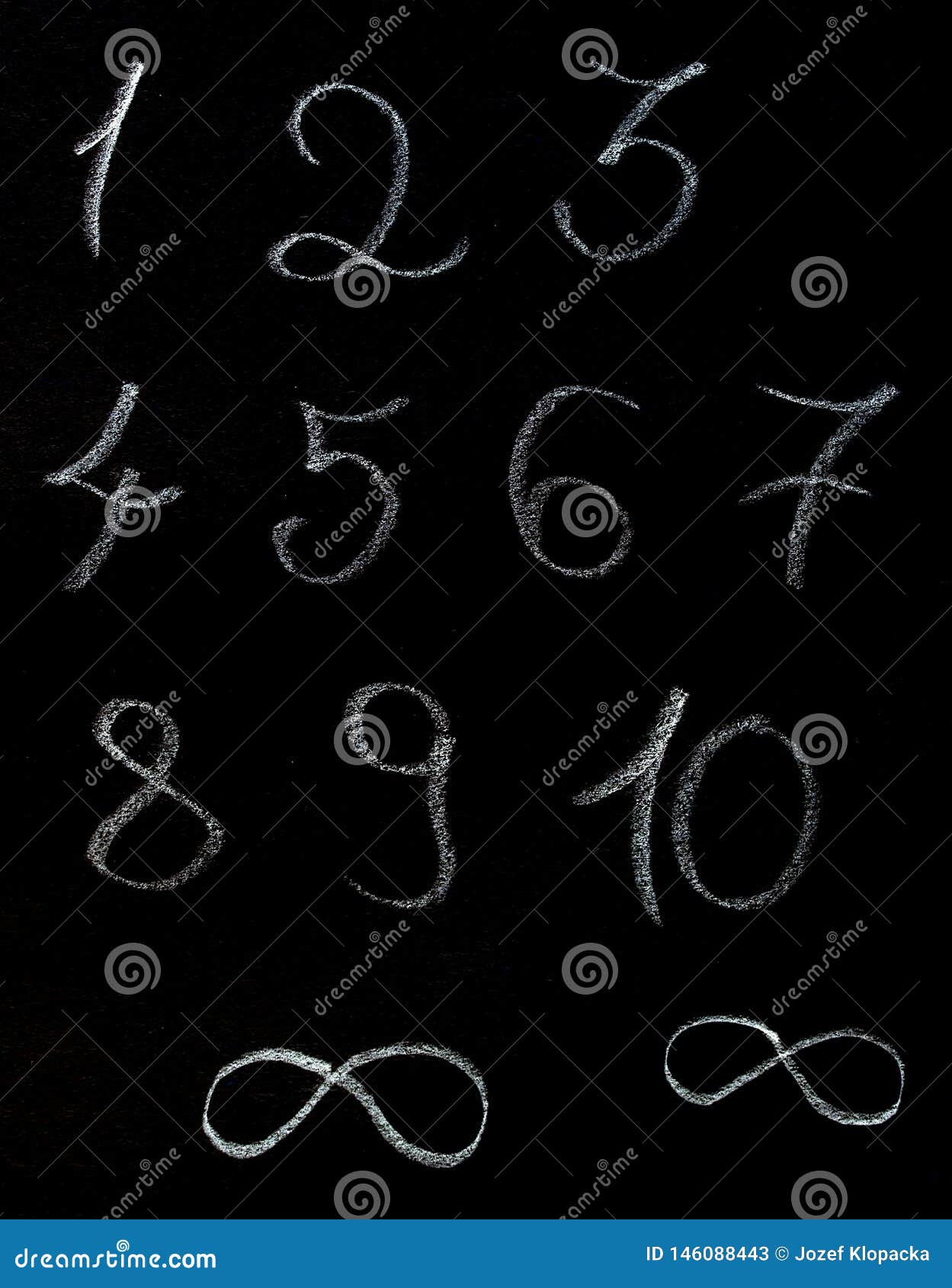 Numbers from One To Ten, Pencil Drawing on Abstract Background. Stock ...