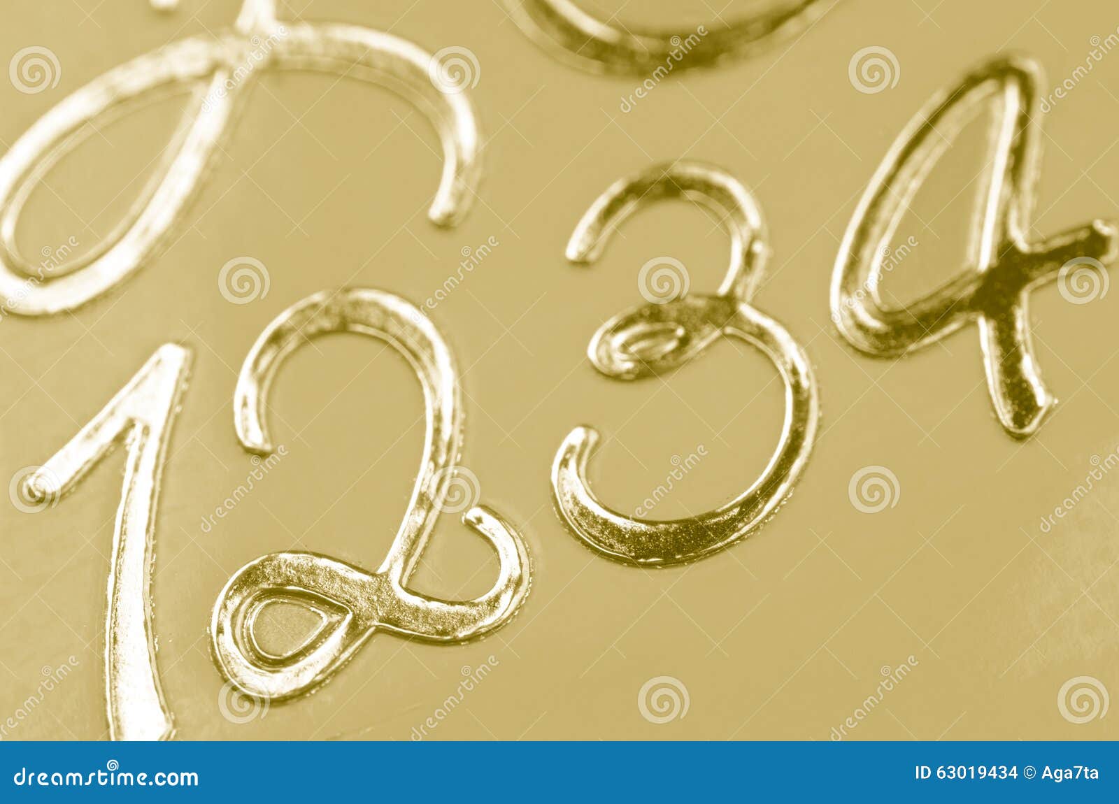 Numbers 1 2 3 4 One Two Three Four Stock Photo - Image of golden ...