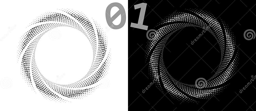 Numbers ONE and ZERO in a Spiral. Big Data or Chaos Concept, Logo or ...
