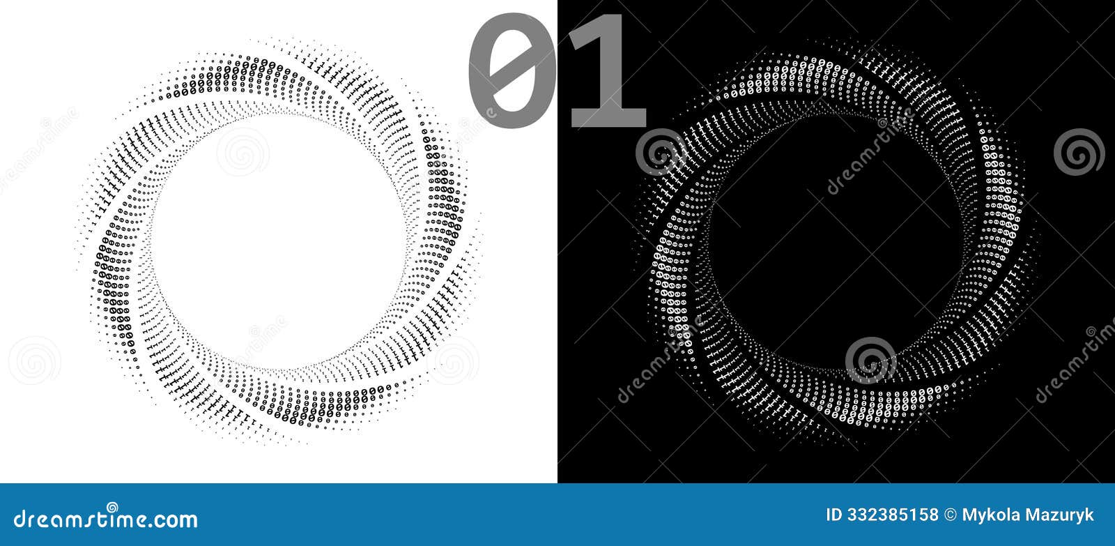 Numbers ONE and ZERO in a Spiral. Big Data Concept, Logo or Icon Stock ...