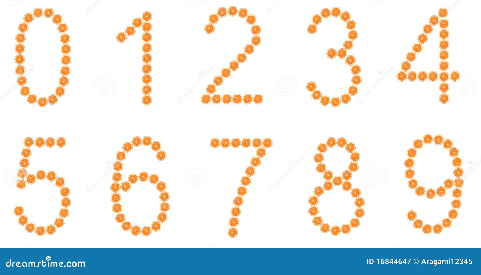 Numbers from Orange Slices Isolated on White Stock Illustration ...