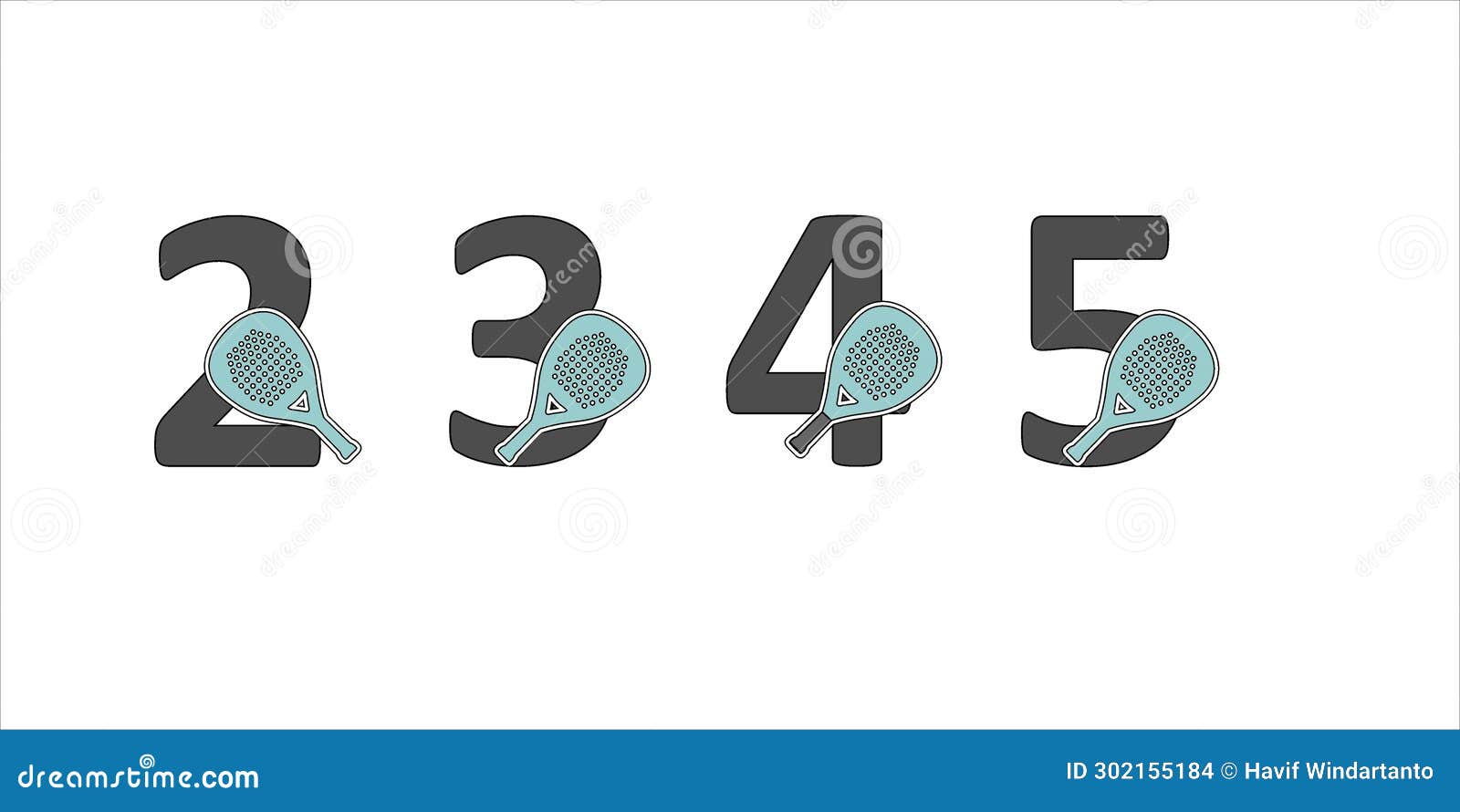 Numbers Padel in a Set 2 3 4 5 with the Racket on the Side Stock Vector ...