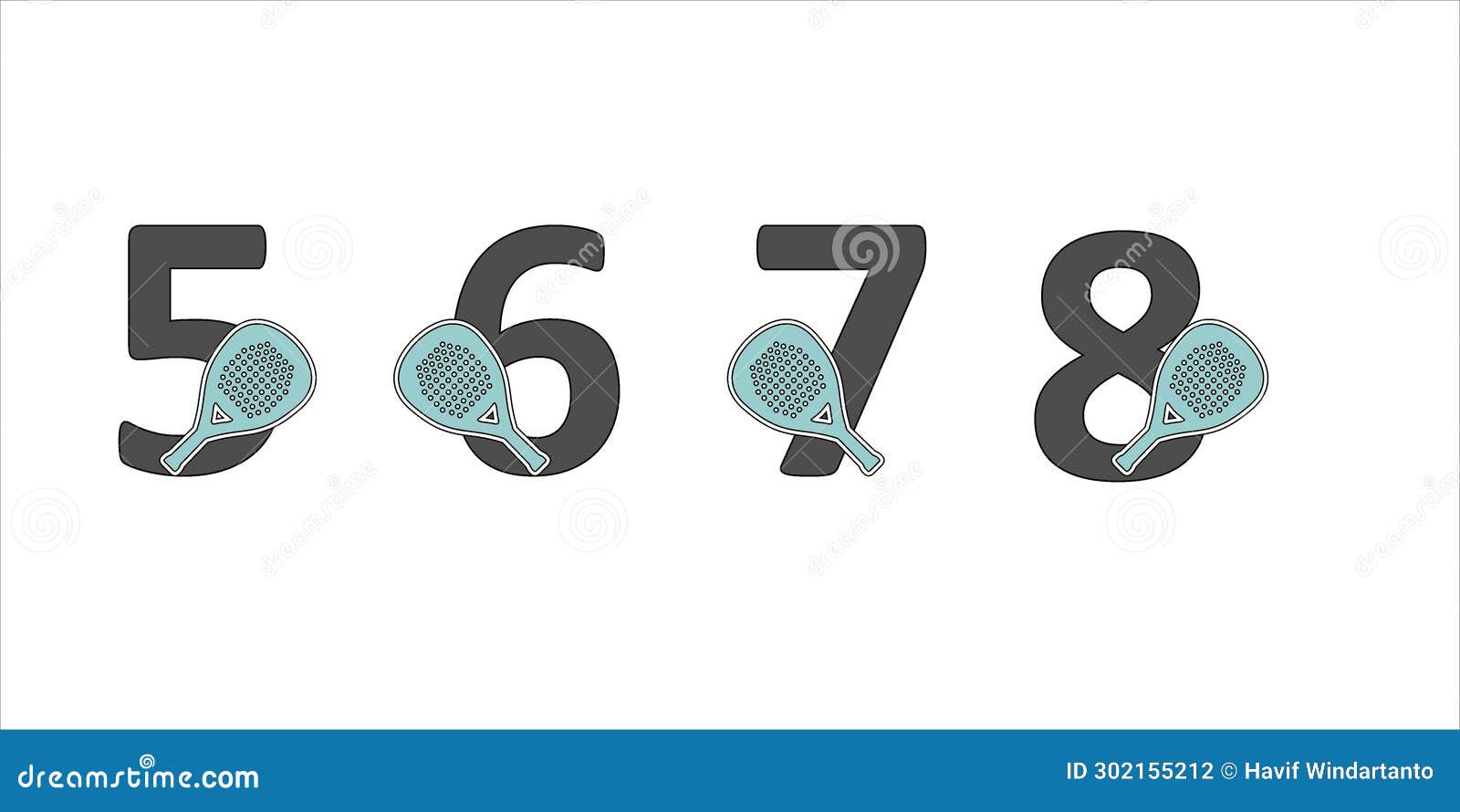 Numbers Padel in a Set 5 6 7 8 with the Racket on the Side Stock Vector ...