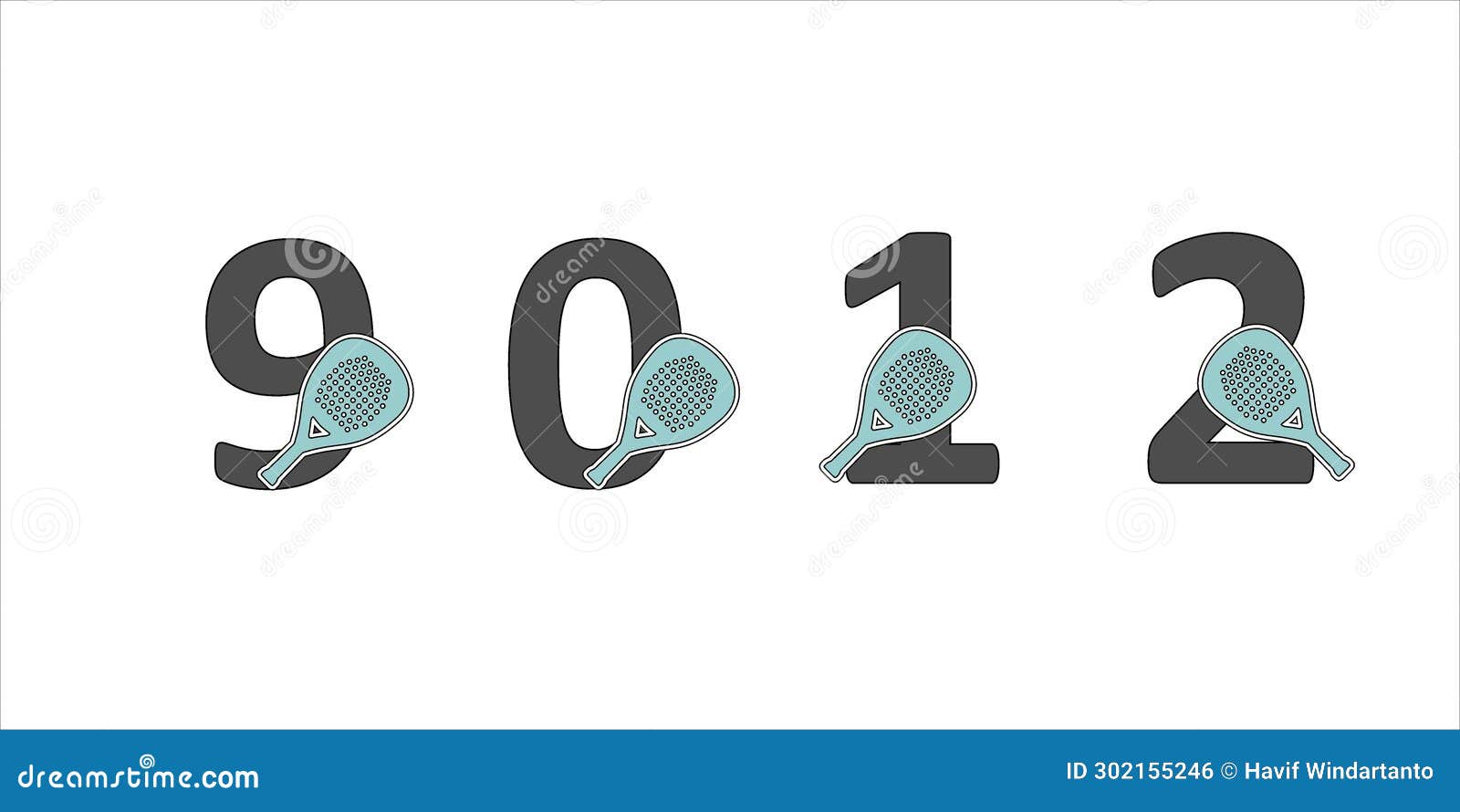 Numbers Padel in a Set 9 0 1 2 with the Racket on the Side Stock Vector ...