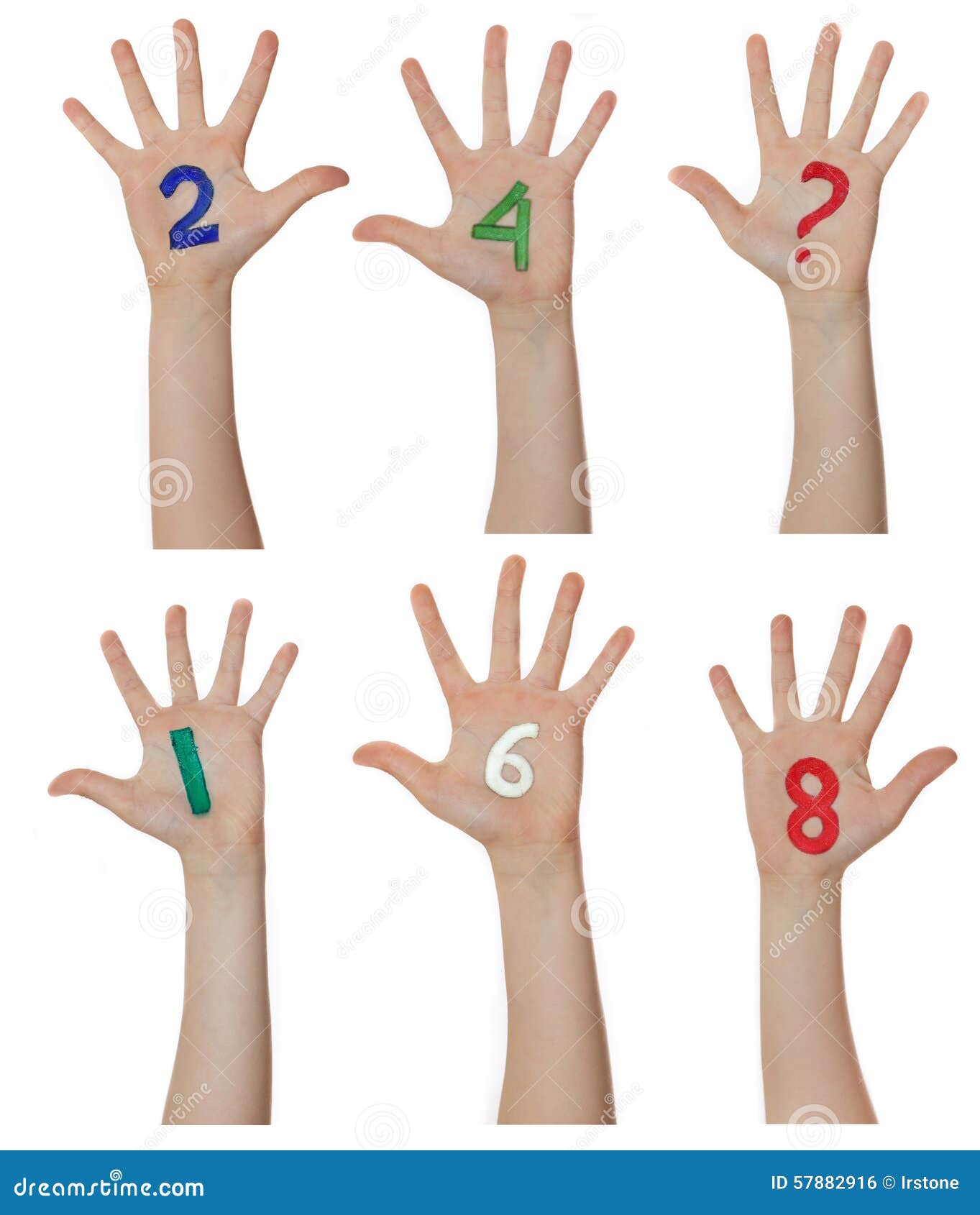 Numbers Painted on Children Hands. Rises Up Hands. Stock Photo - Image ...