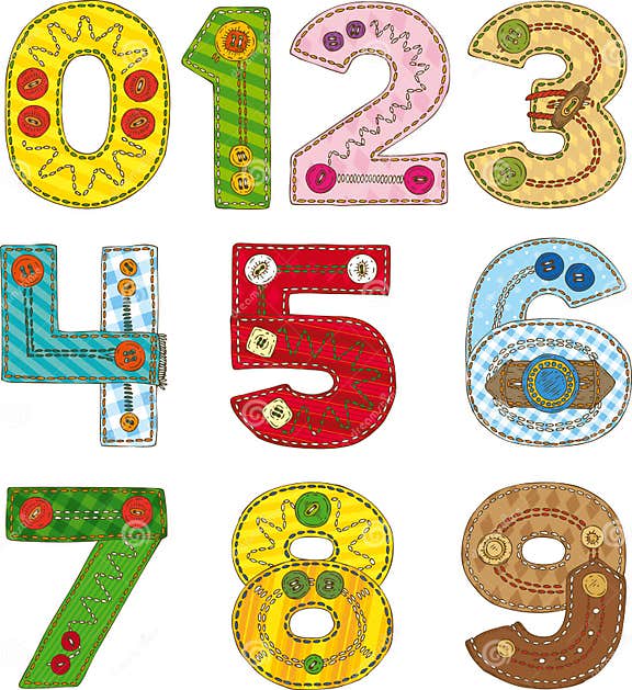Numbers in Patchwork Style stock vector. Illustration of cutout - 72666811