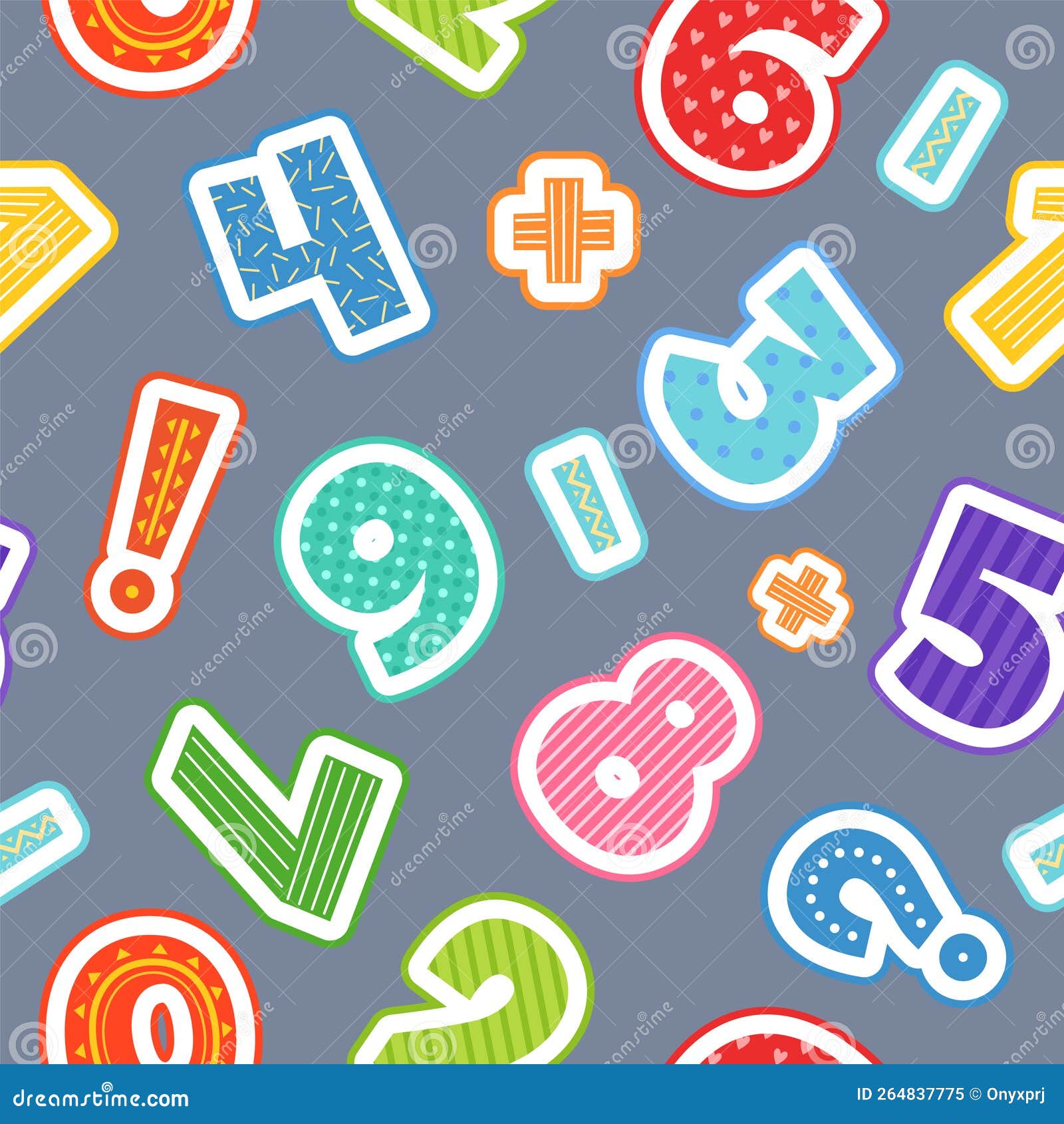 Numbers Pattern. Seamless Background with Funny Colored Comic Alphabet ...