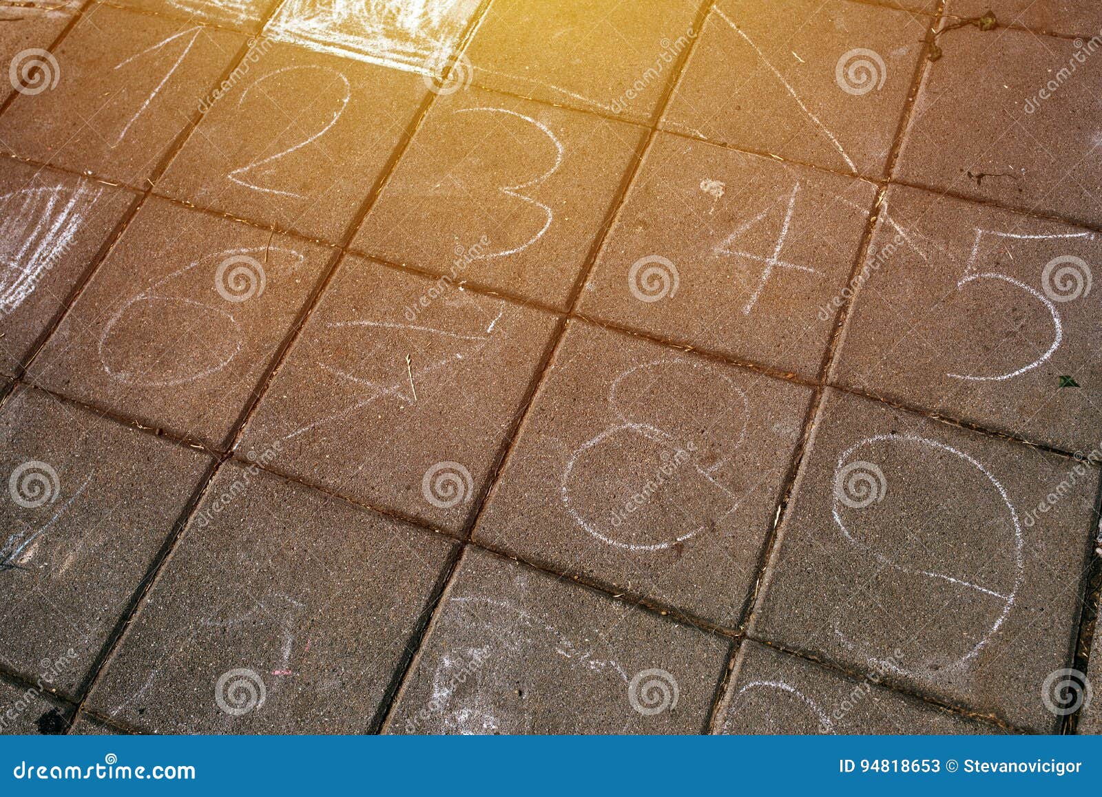 Numbers on the pavement stock image. Image of numbers - 94818653