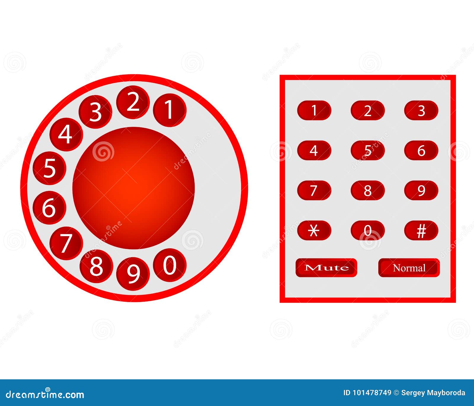 Numbers from Phones Disk and Push-button Stock Vector - Illustration of ...