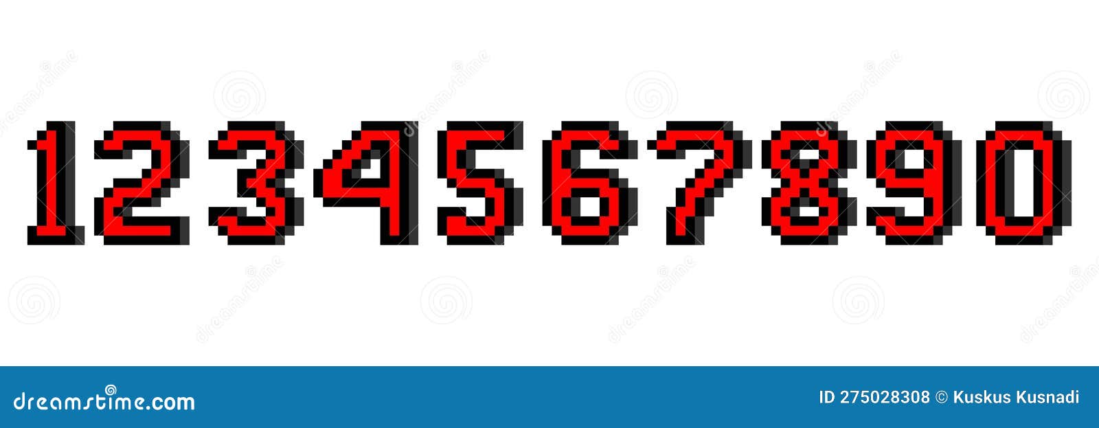 Numbers with pixel art stock vector. Illustration of sign - 275028308