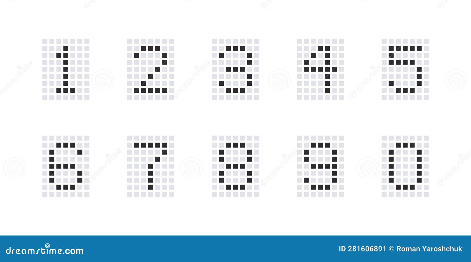 Numbers in Pixel Style. Numbers from Zero To Nine Stock Vector ...